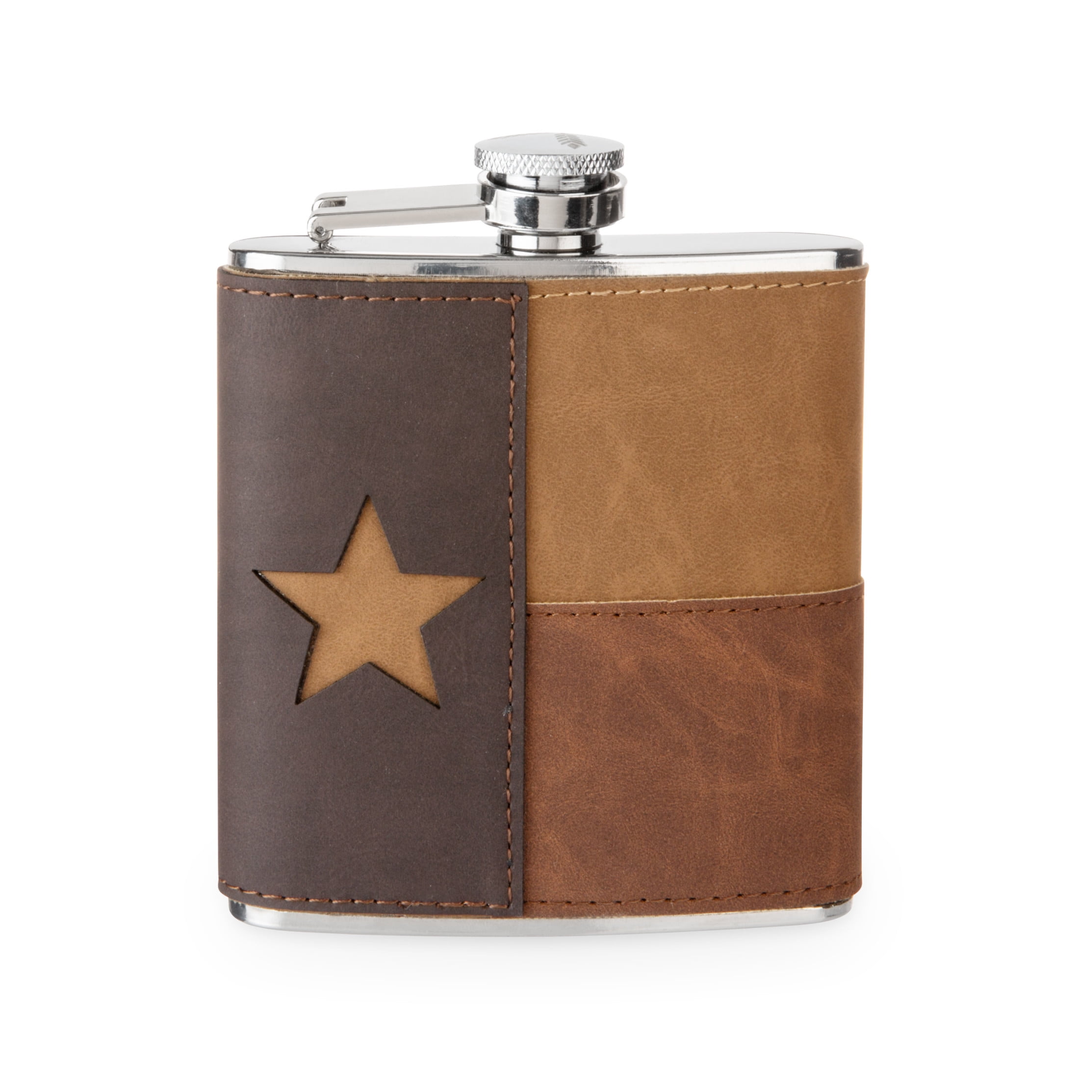 Foster & Rye Leather Texas Flask for Whiskey, Vodka, Camping, Gifts, 6 ...