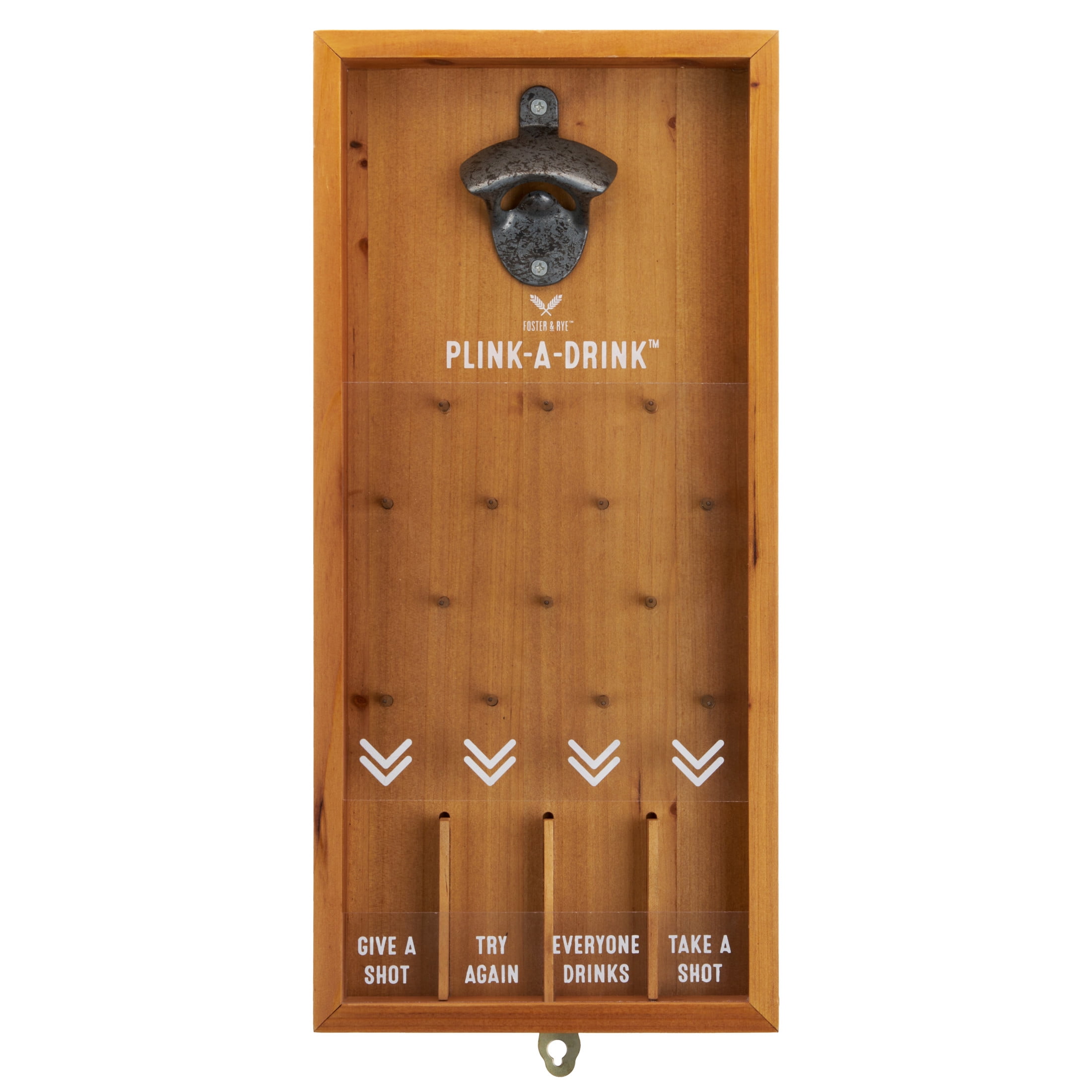 Foster & Rye Plink-A-Drink Game, Wall Mounted Bottle Opener & Catcher ...