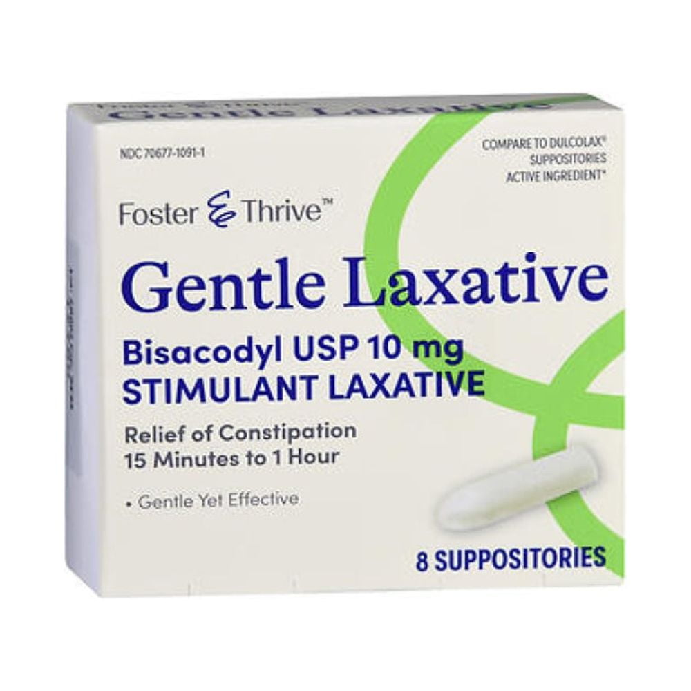 Foster & Thrive 10 mg Bisacodyl Gentle Laxative Suppositories - 8 ct ...