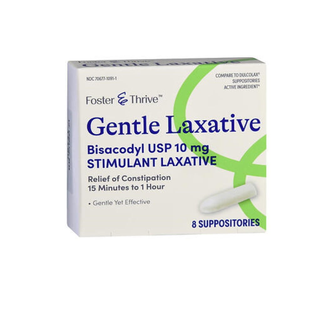 Foster & Thrive 10 mg Bisacodyl Gentle Laxative Suppositories - 8 ct ...