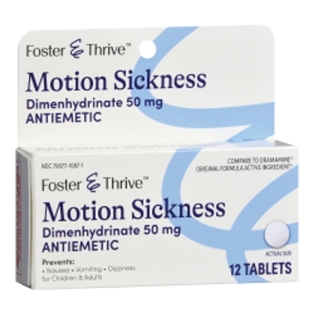 Foster & Thrive 50 mg Motion Sickness Tablets - 12 ct HSA/FSA Eligible ...
