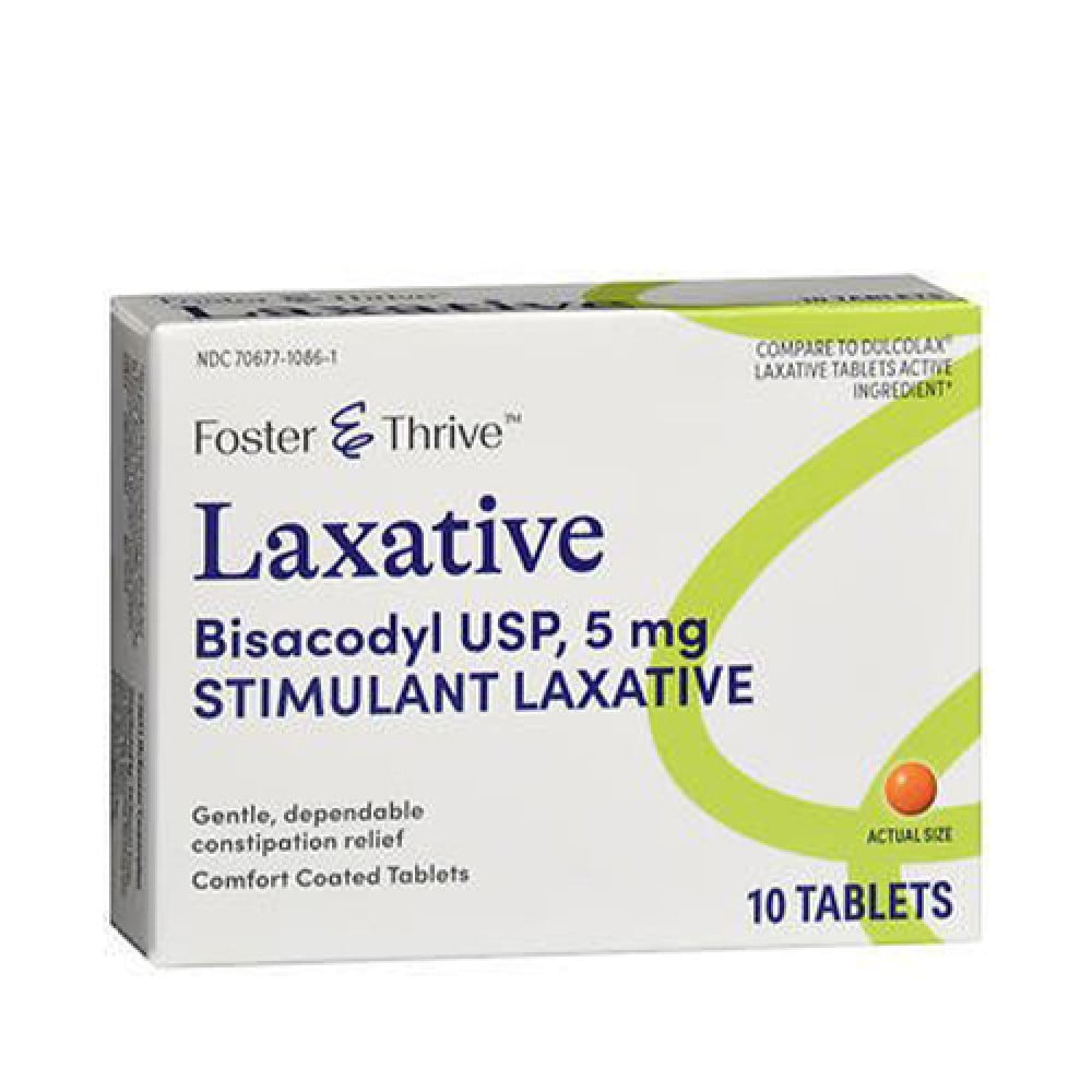 Foster & Thrive Bisacodyl USP 5 mg Laxative - 10 ct HSA/FSA Eligible - Walmart.com