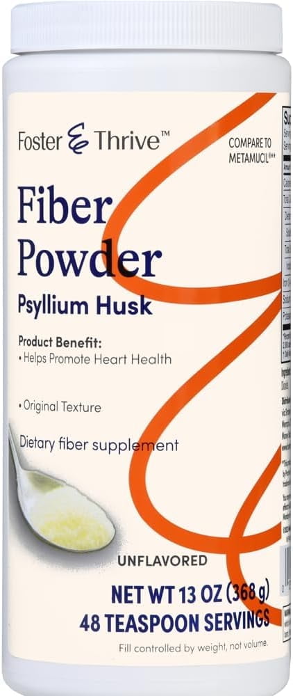 Foster & Thrive Daily Psyllium Husk Powder Supplement, 4-in-1 Fiber for ...