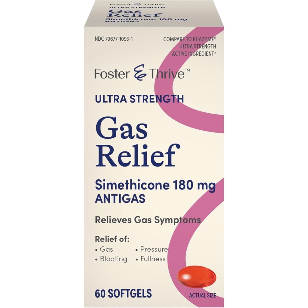 Foster & Thrive Gas & Bloating Relief, Ultra Strength, Simethicone ...