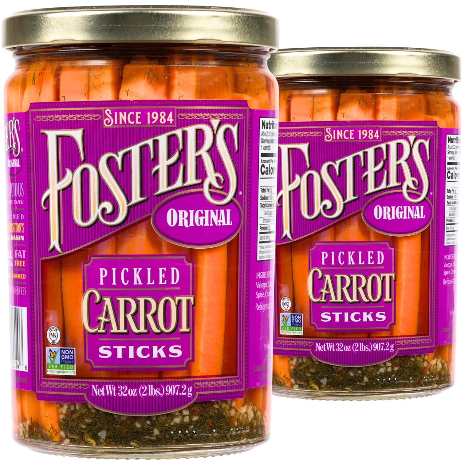 Foster's Pickled Carrots- Original- 32oz (2 Pack) - Pickled Carrots in ...