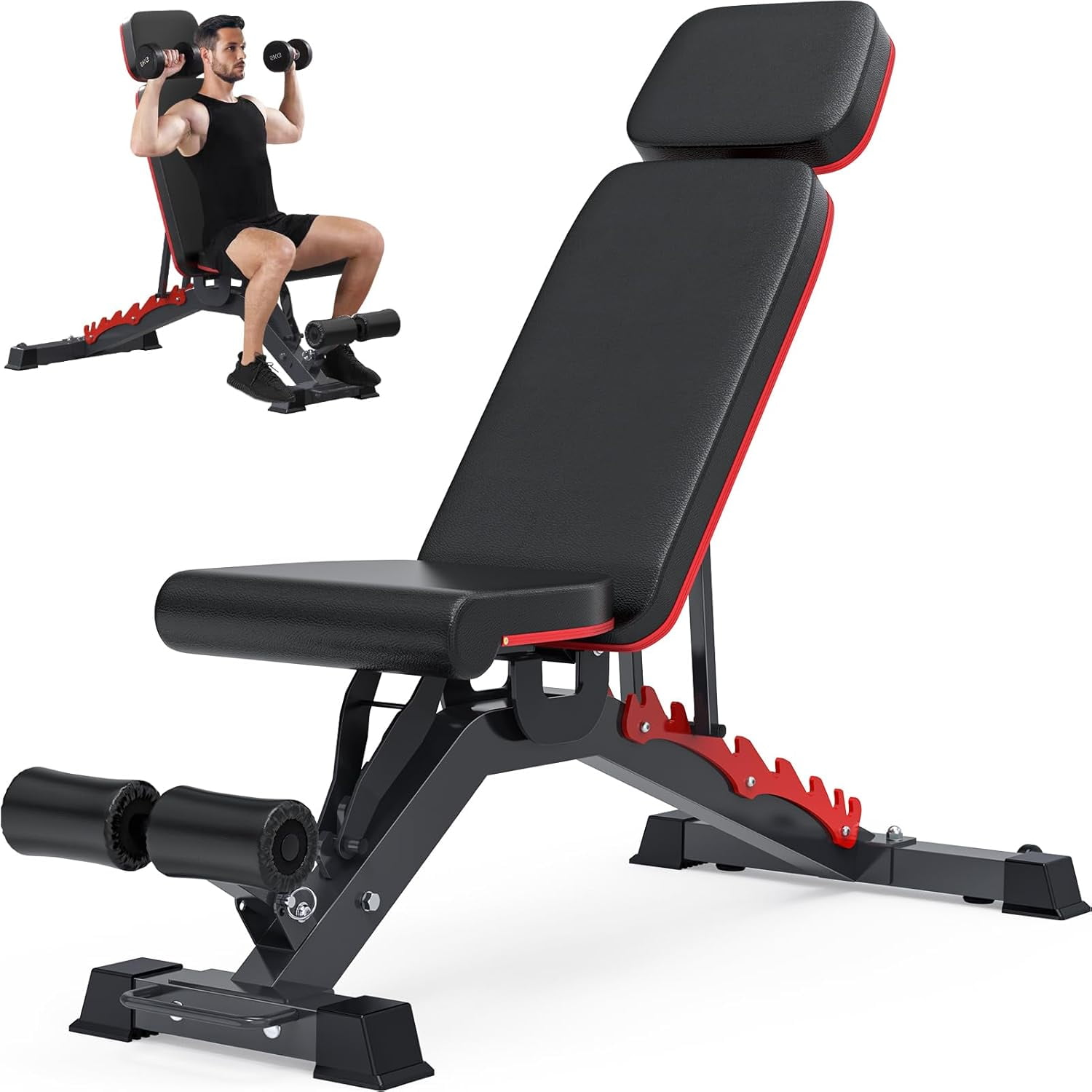 Fostoy 1200LBS Weight Bench, Heavy-Duty Workout Bench for Home Gym, Bench Press with Adjustable ...