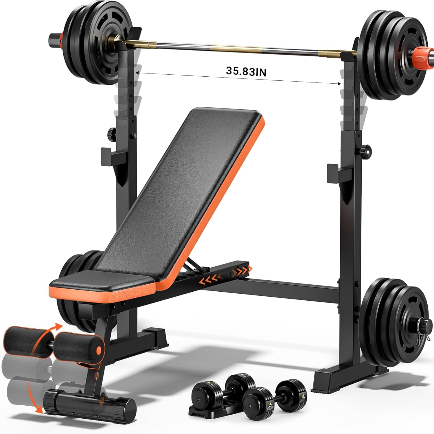 Fostoy 770lbs Weight Bench Set with Squat Rack, 5 in 1 Workout Bench ...