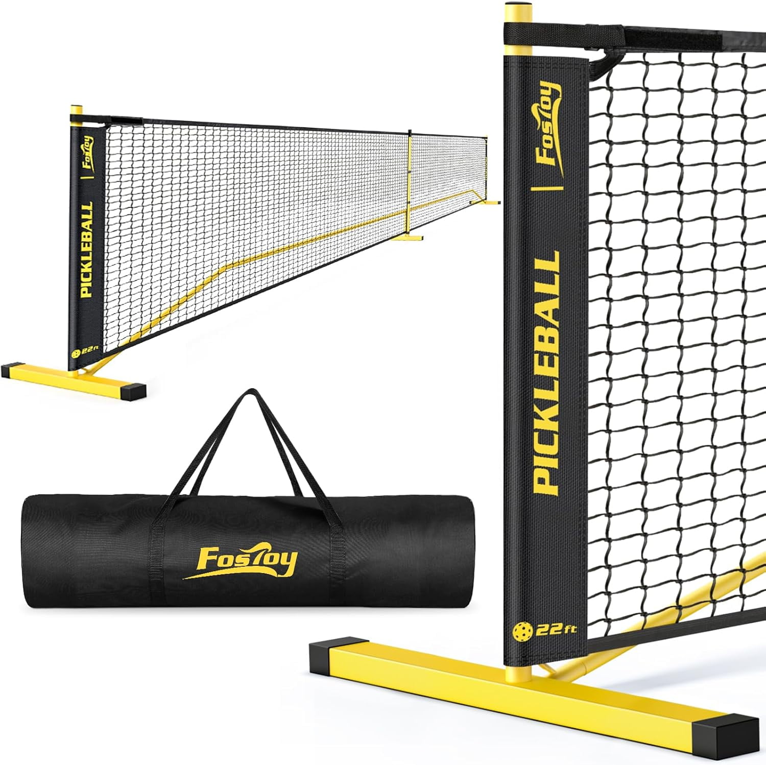 Fostoy Portable Pickleball Net Set, PE Pickleball Net with Carry Bag ...