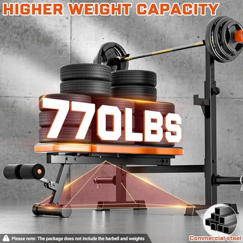 Fostoy Weight Bench, 770lbs Bench Press With Squat Rack, Adjustable ...