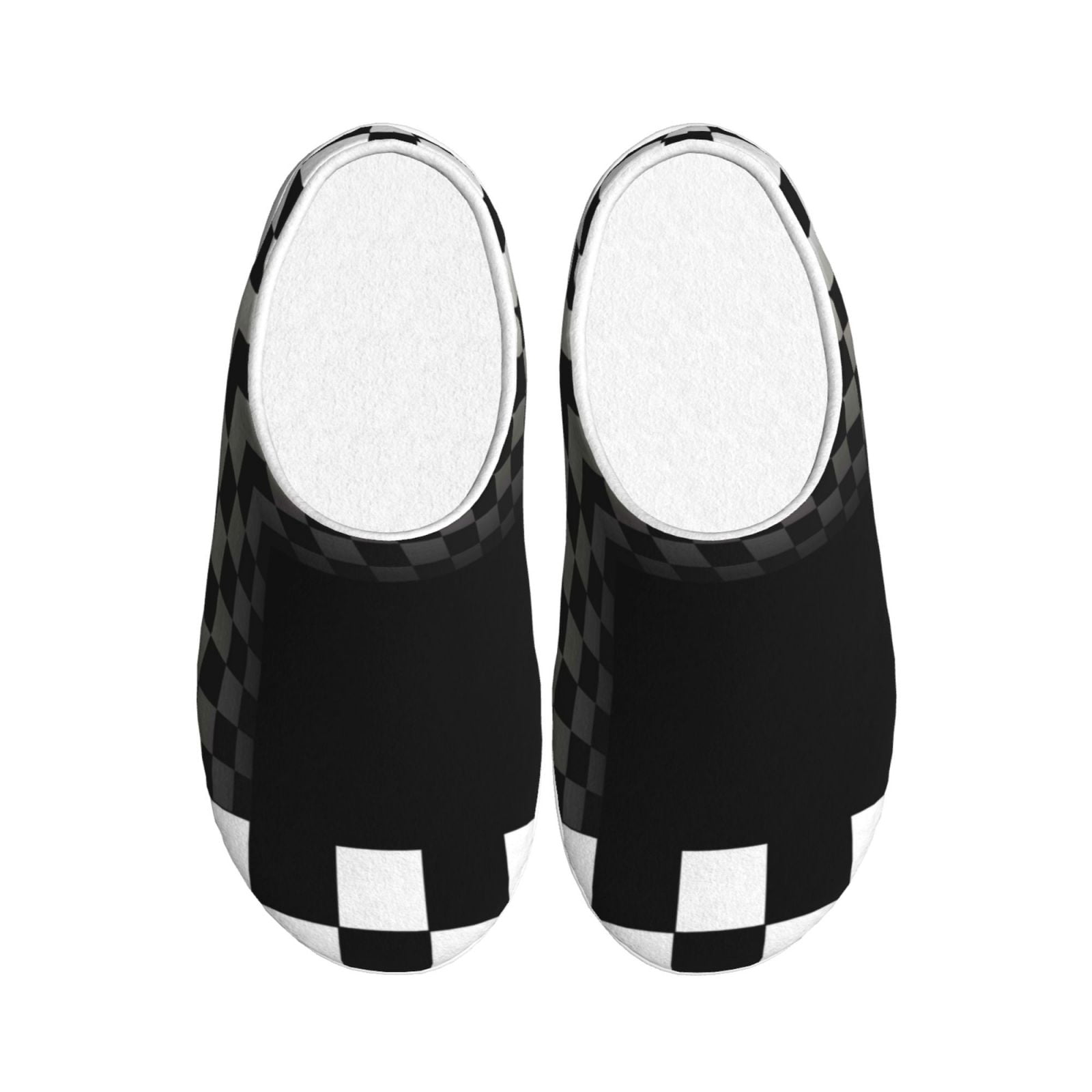 Fotbe 3d Black and White Checkerboard Tunnel Pattern Women's Fuzzy ...