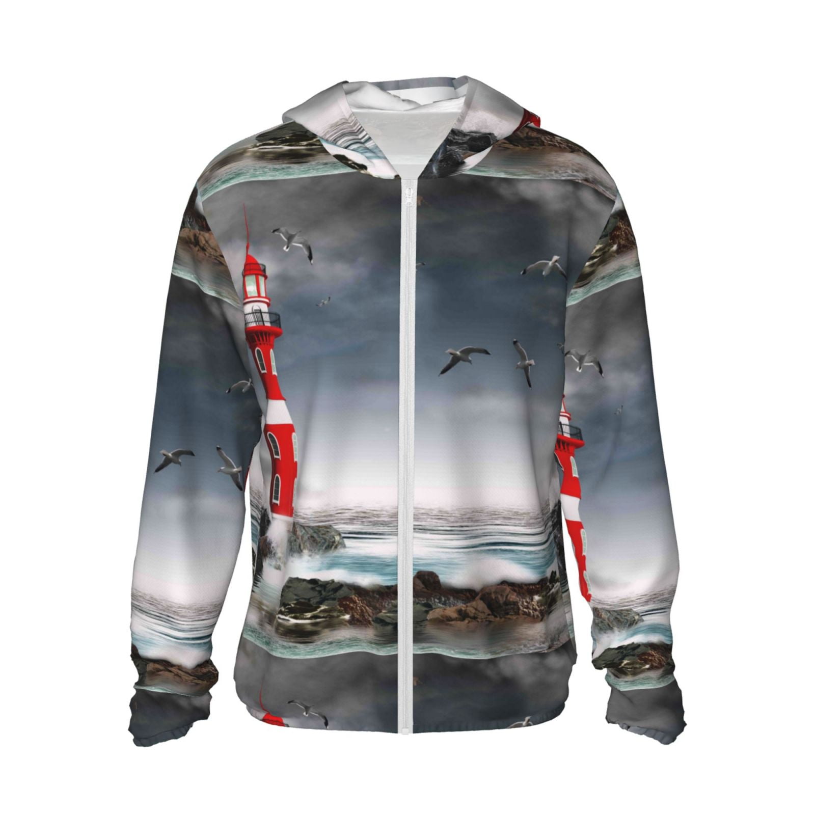 Fotbe 3d Lighthouse in the Surf Men's Women's UPF 50+ Sun Protection ...