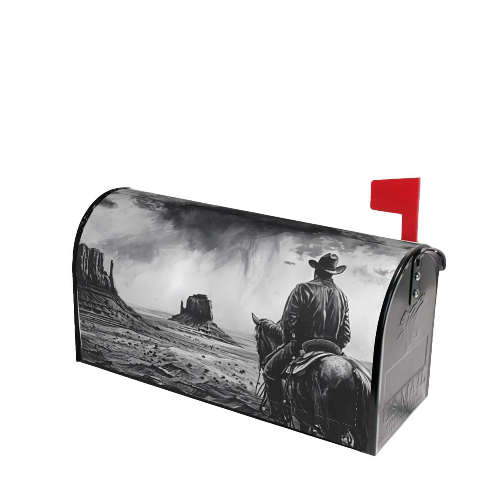 Fotbe 60s Black White Western Cowboy Mailbox Covers Post Letter Box ...