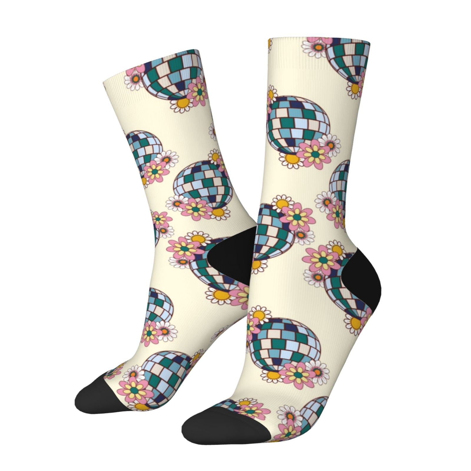 Fotbe 70s Disco Ball Pattern Long Socks for Men & Women – Breathable ...