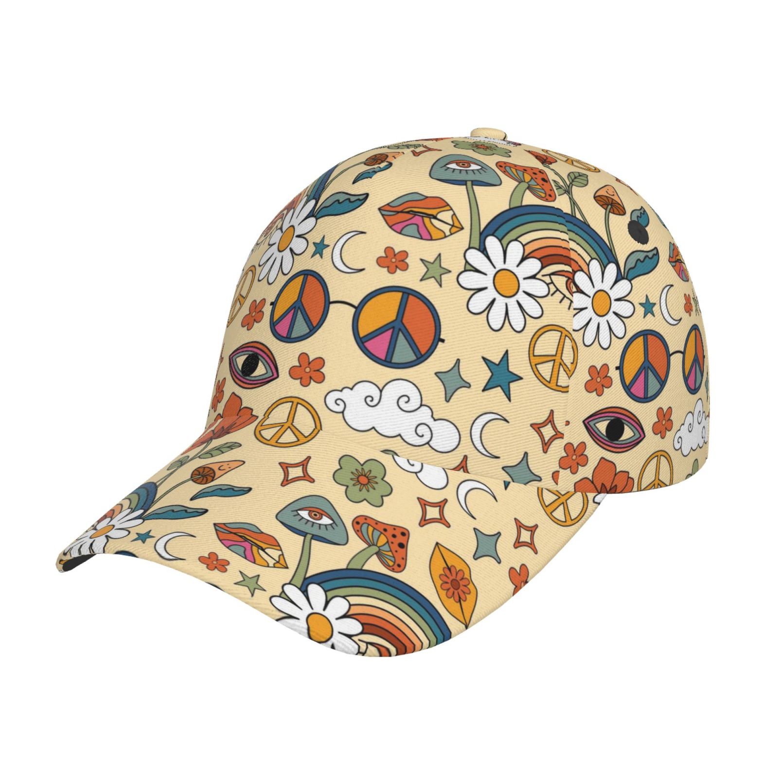 Fotbe 70s Hippie Style Baseball Cap, 70s Hippie Style Print Dad Hat ...