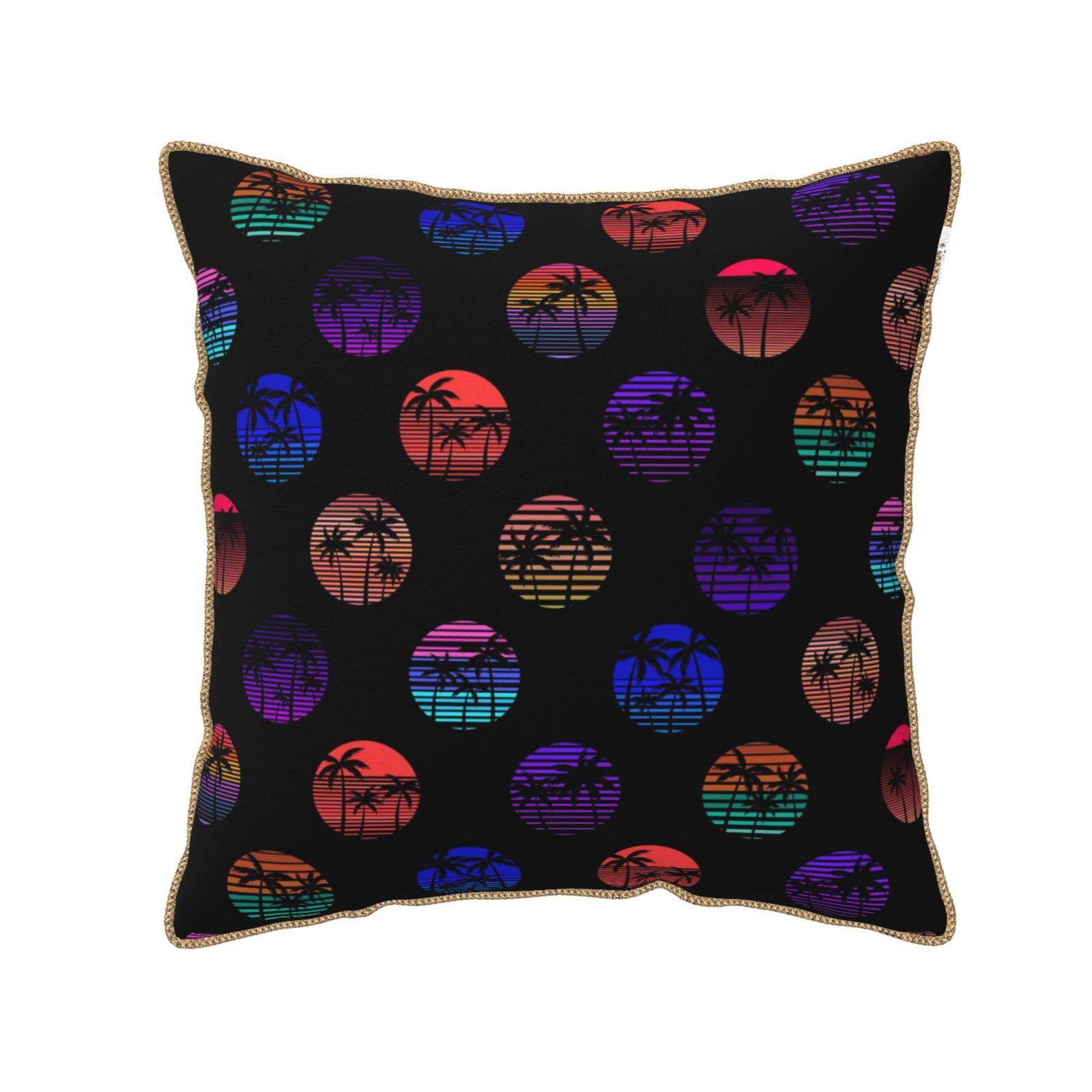 Fotbe 80s Style Palm Trees Pattern Velvet Decorative Throw Pillow ...