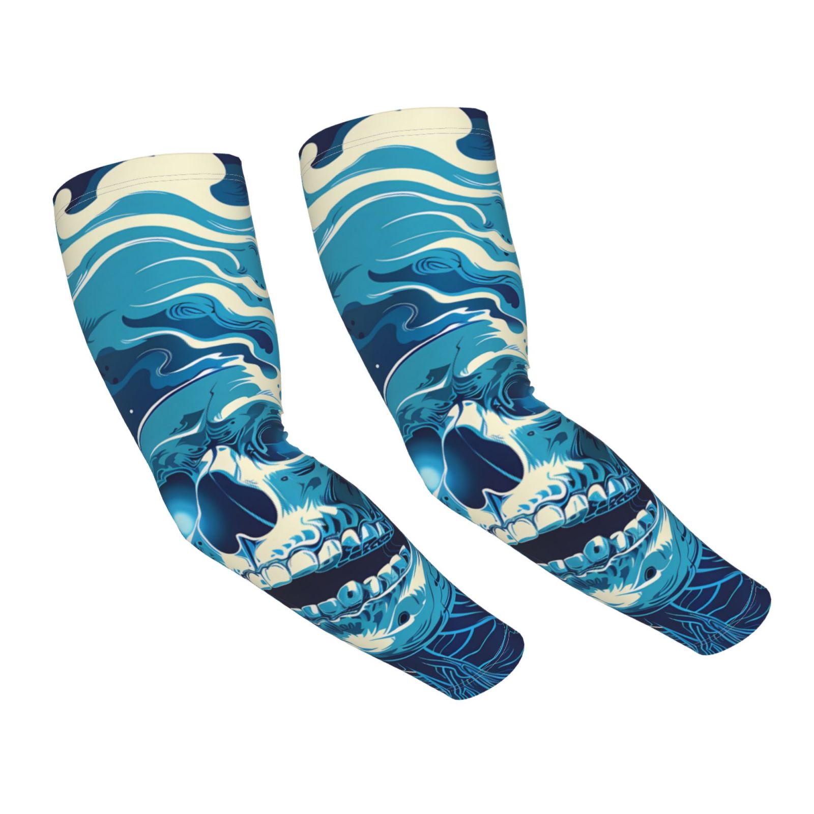 Fotbe Abstract Blue Skull UV Sun Protection Arm Sleeves - Tattoo Cover ...