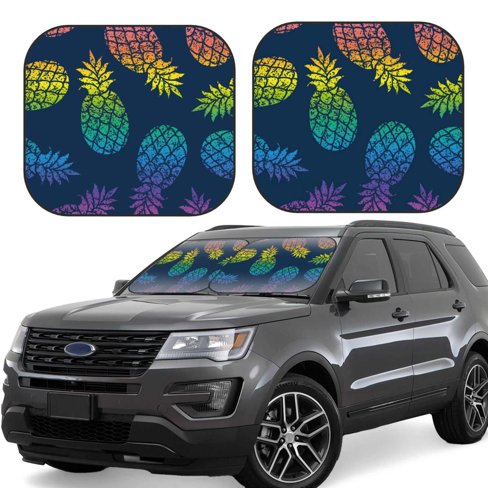 Fotbe Abstract Bright Pineapple Fruit Retro 2-Piece Car Windshield Sun ...