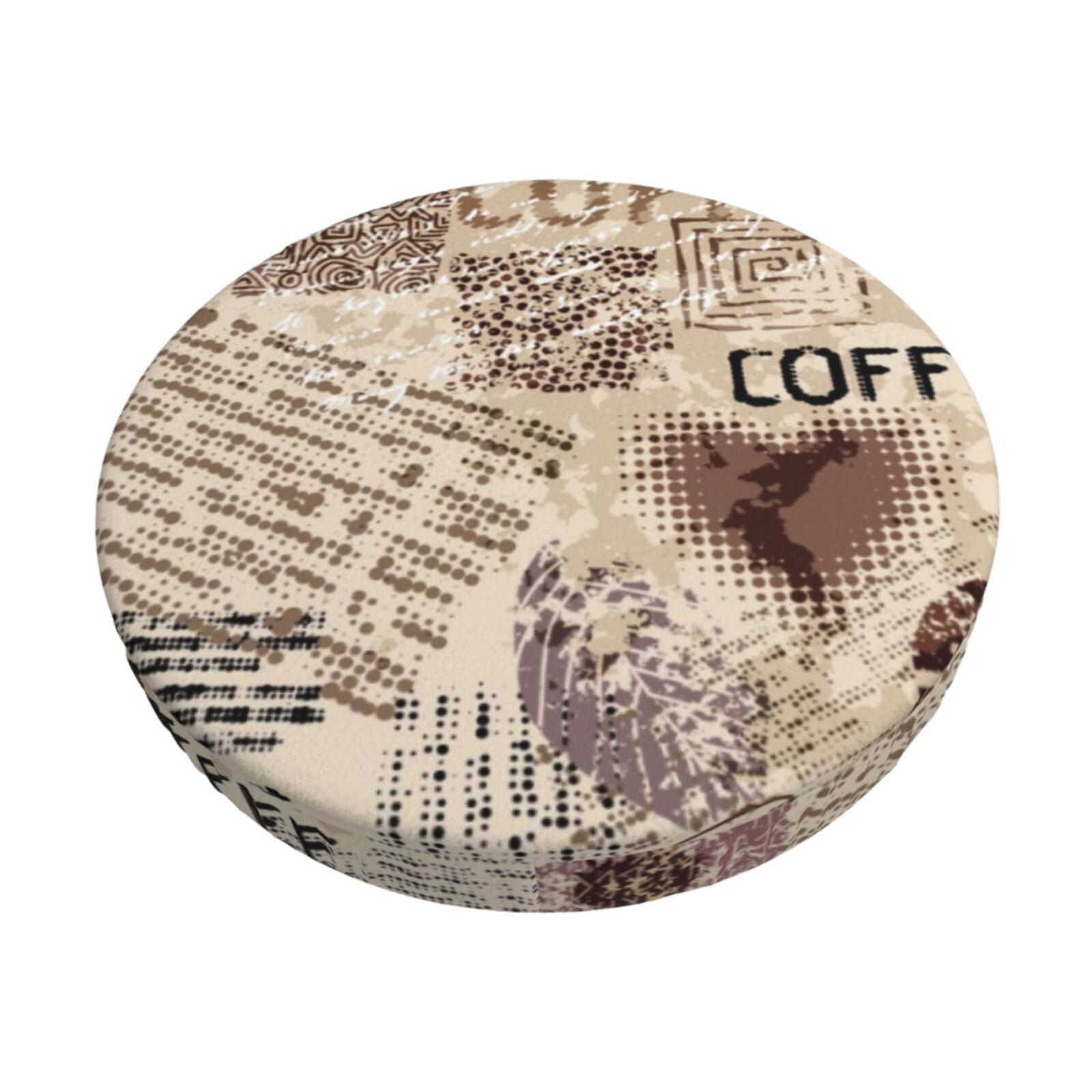 Fotbe Abstract Coffee Pattern With Letters Stool Covers Round ...