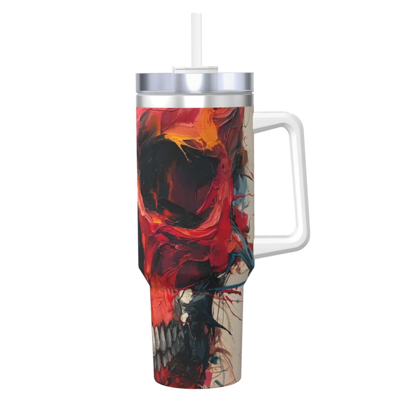 Fotbe Abstract Colorful Skull Art Pattern 40oz Ice Bully With Handle ...
