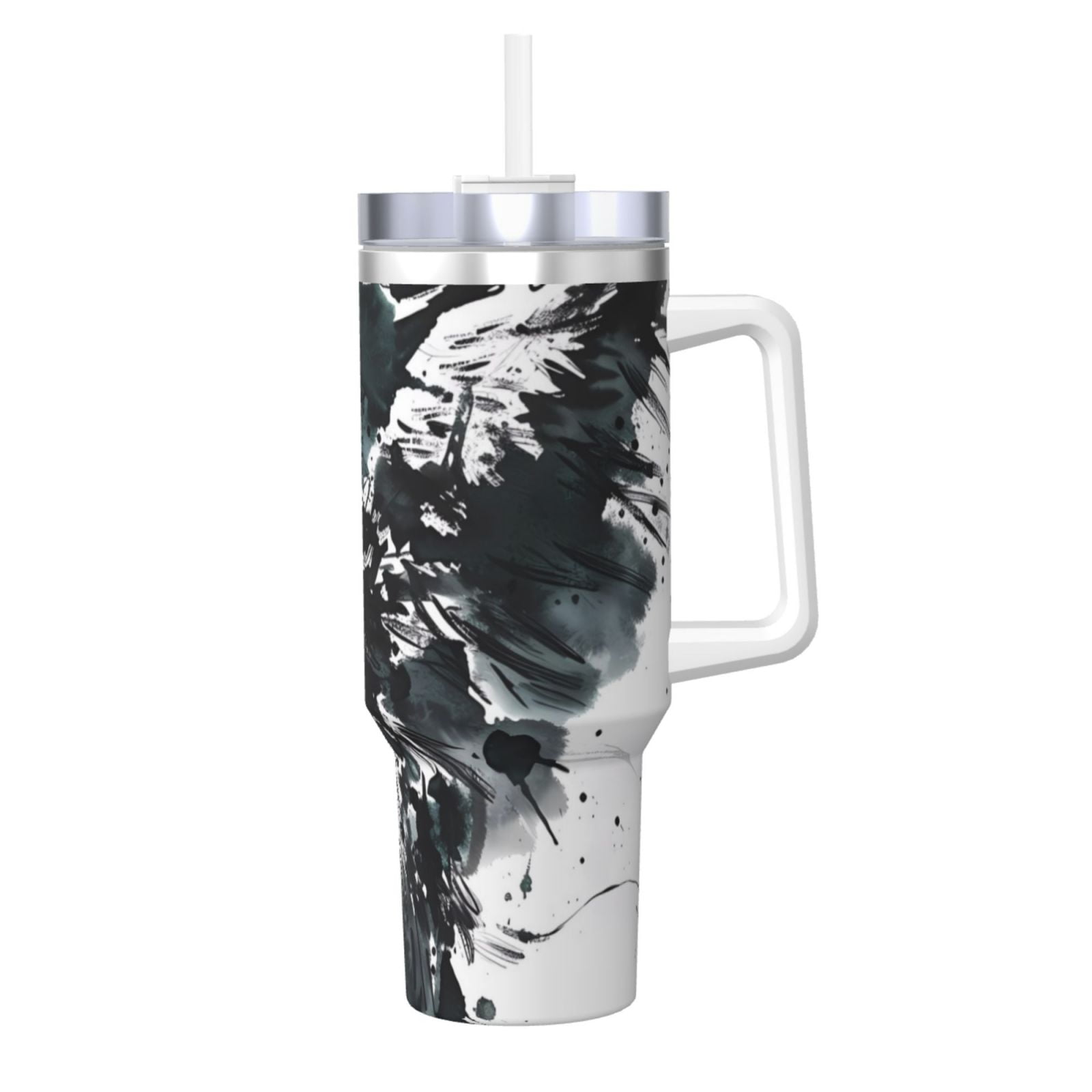 Fotbe Abstract Eagle Ink Pattern 40oz Ice Bully With Handle And Straw ...