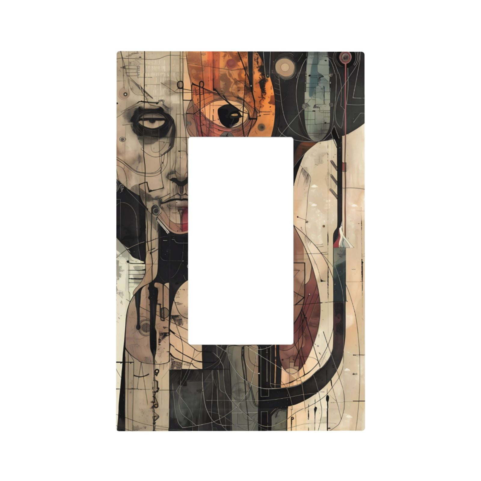 Fotbe Abstract Geometric Faces Print Duplex Receptacle Wall Plate, 1 ...