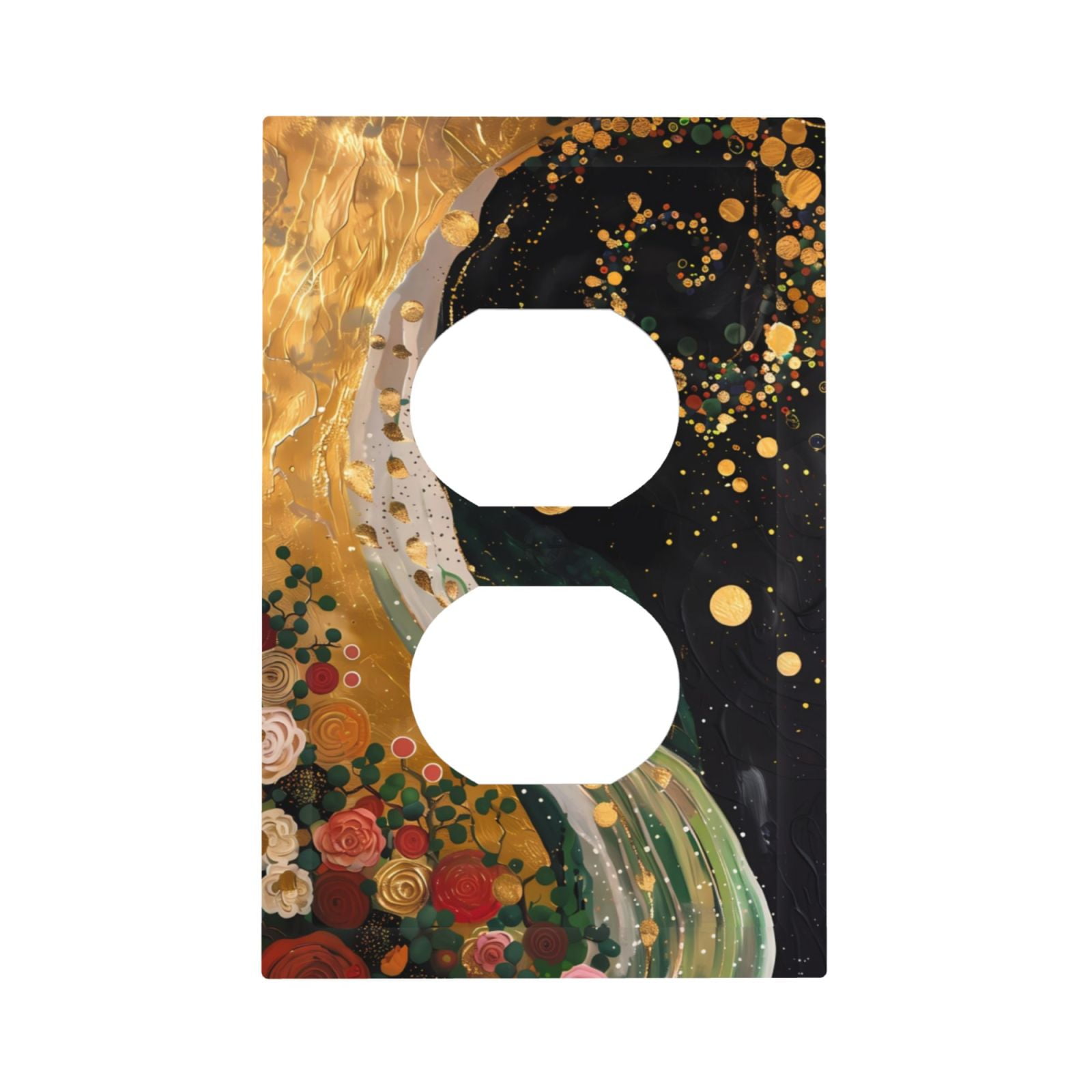 Fotbe Abstract Gold Floral Galaxy Print Duplex Receptacle Wall Plate, 1 ...