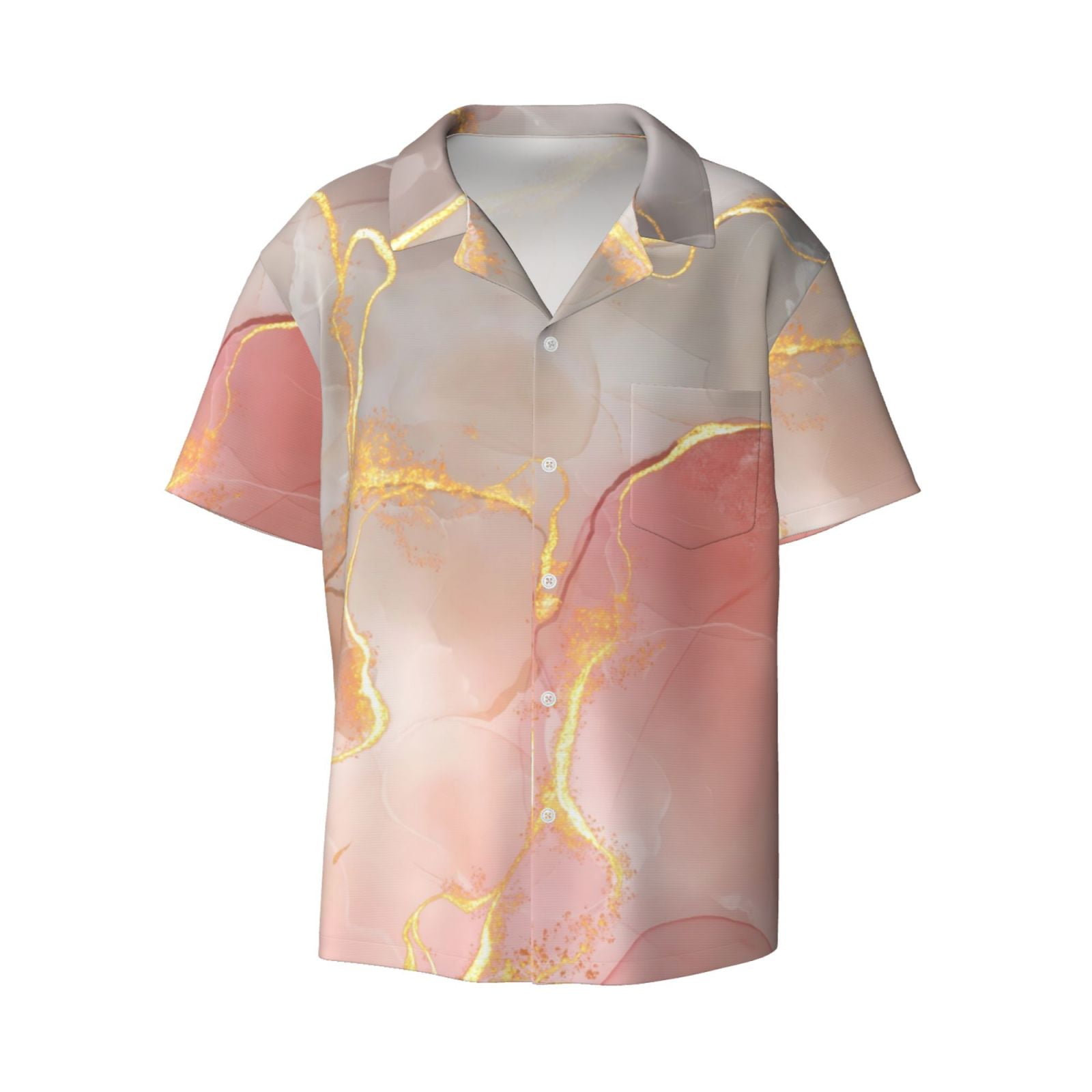 Fotbe Abstract Marble Texture print Short Sleeve Button Down Shirts for ...