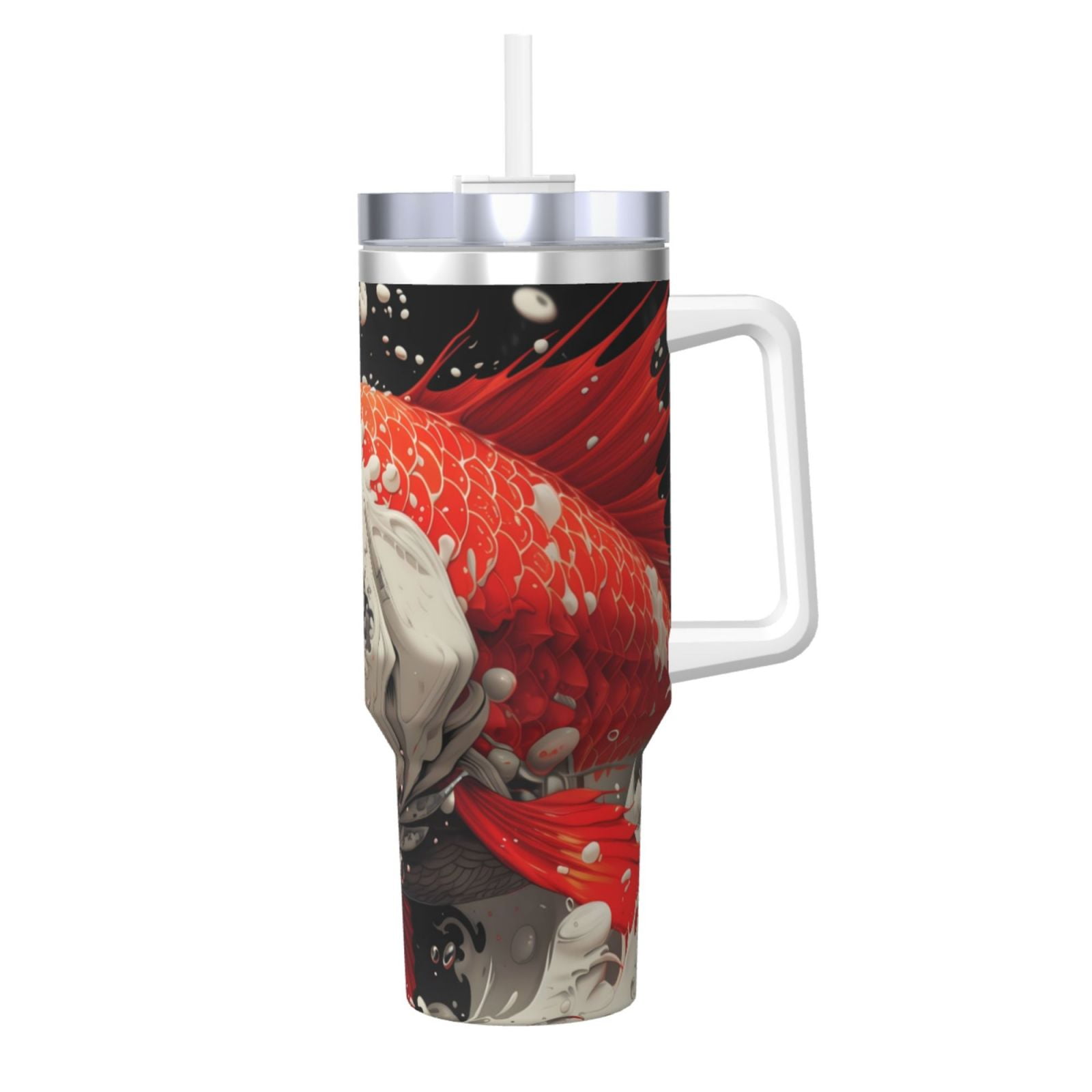 Fotbe Abstract Red Koi Fish Art Pattern 40oz Ice Bully With Handle And ...