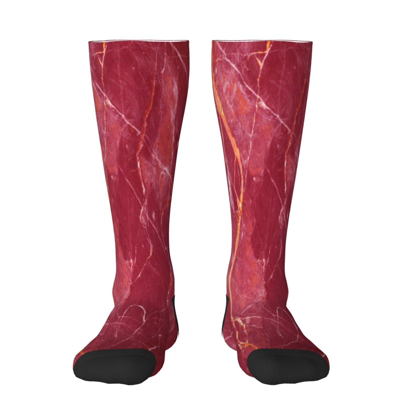 Fotbe Abstract Red Marble print Women's Men's Novelty Crew Socks Cotton ...