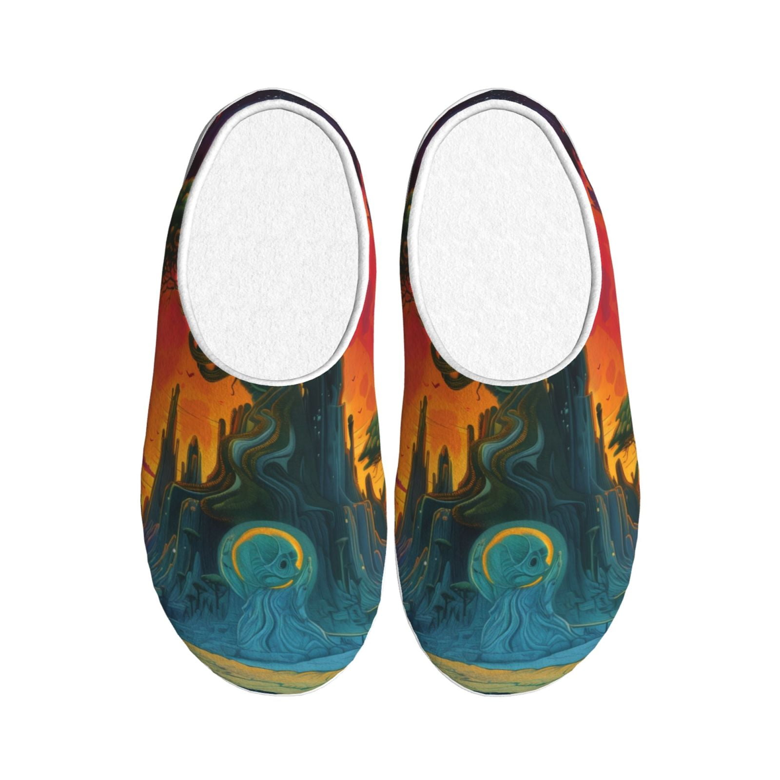 Fotbe Abstract Tree Castle Pattern Women's Fuzzy Curly Fur Memory Foam ...