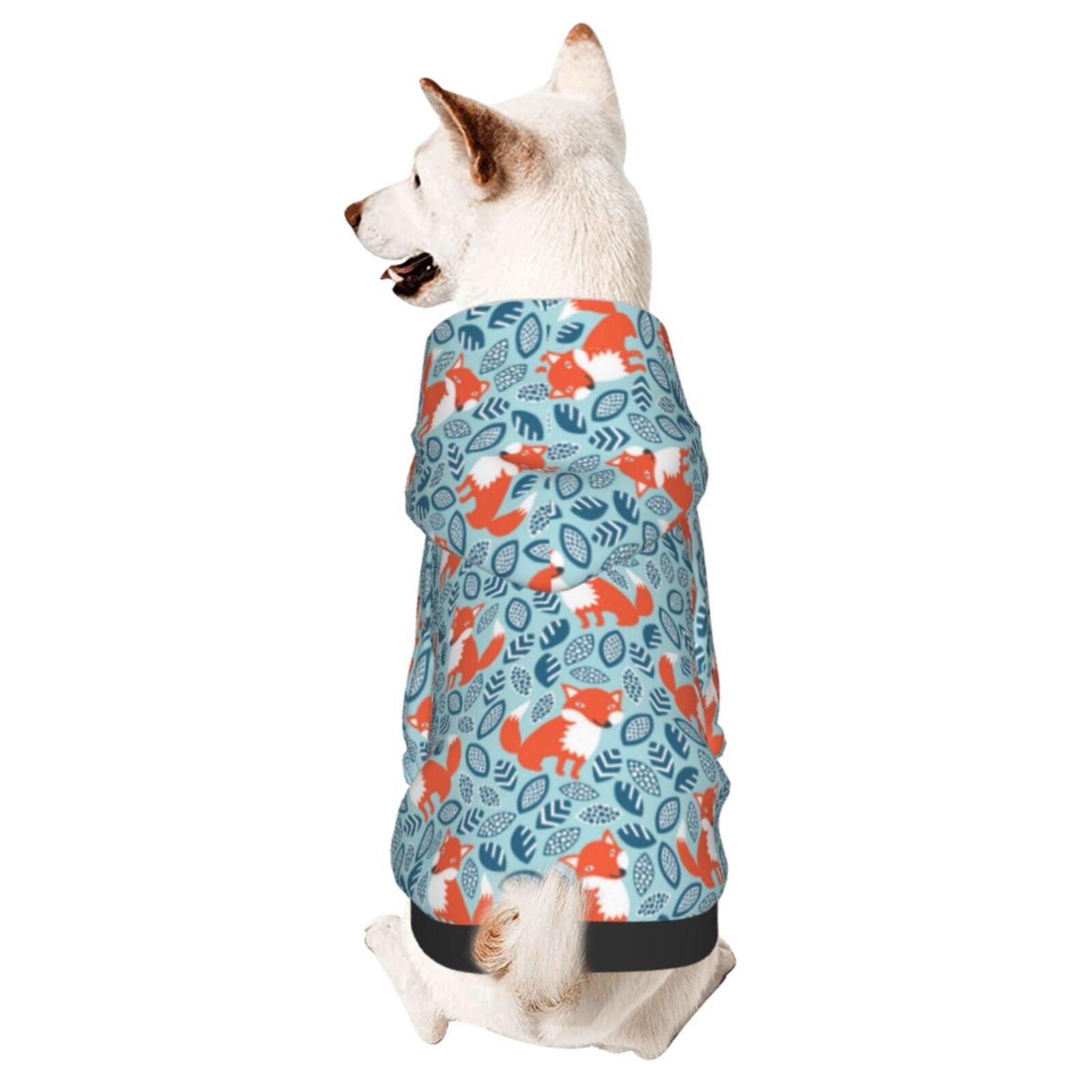 Fotbe Abstract leaves fox Print Small Dog Sweater Hoodies Pet Grey ...