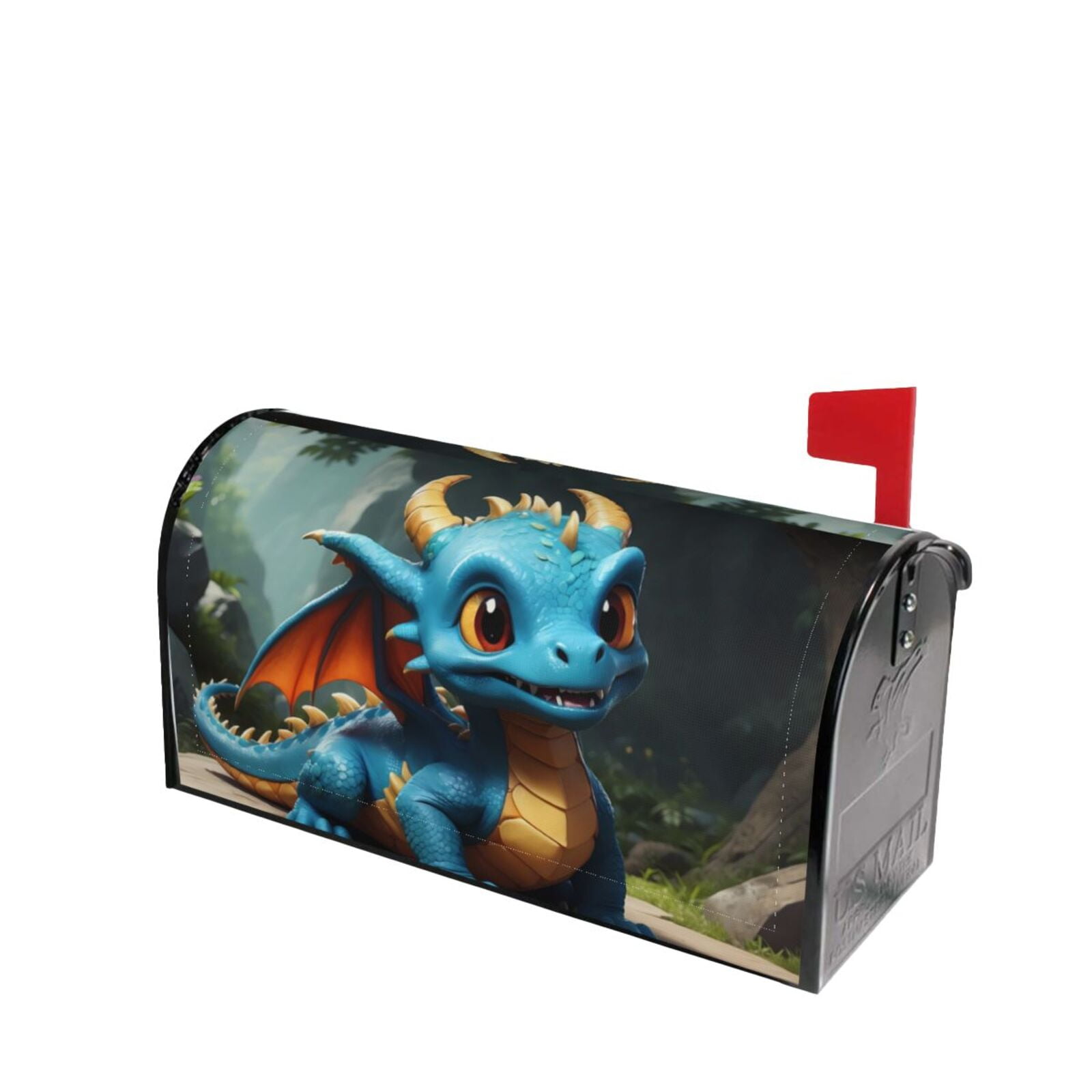 Fotbe Adorable Blue Baby Dragon Mailbox Covers Post Letter Box Cover ...