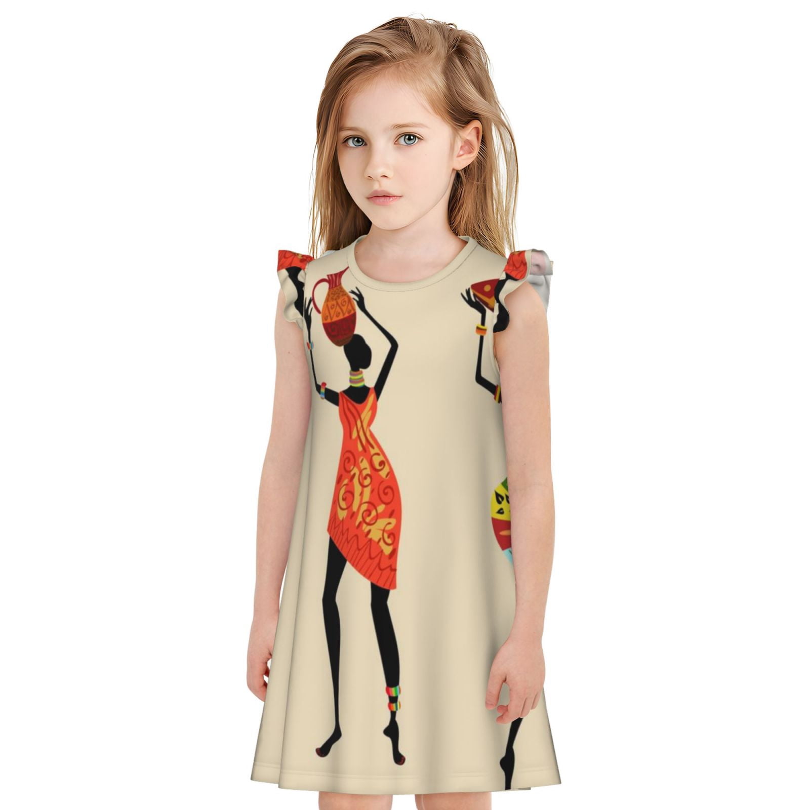 Fotbe African Women Pattern Girls Nightgowns 3-10 Years Short Sleeves ...