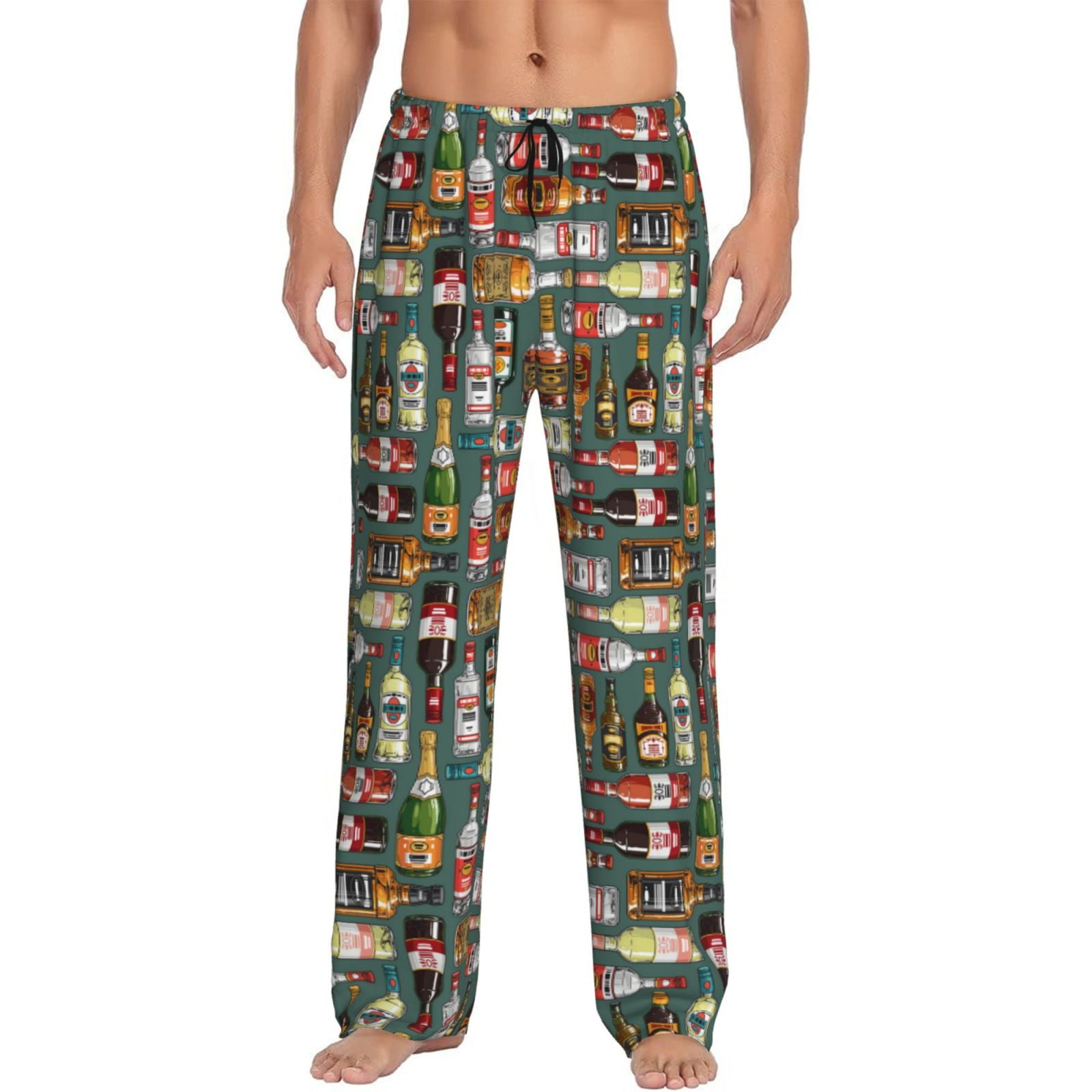 Fotbe Alcohol Bottles Men's Pajama Pants,Sleepwear Pants,Pj Bottoms ...