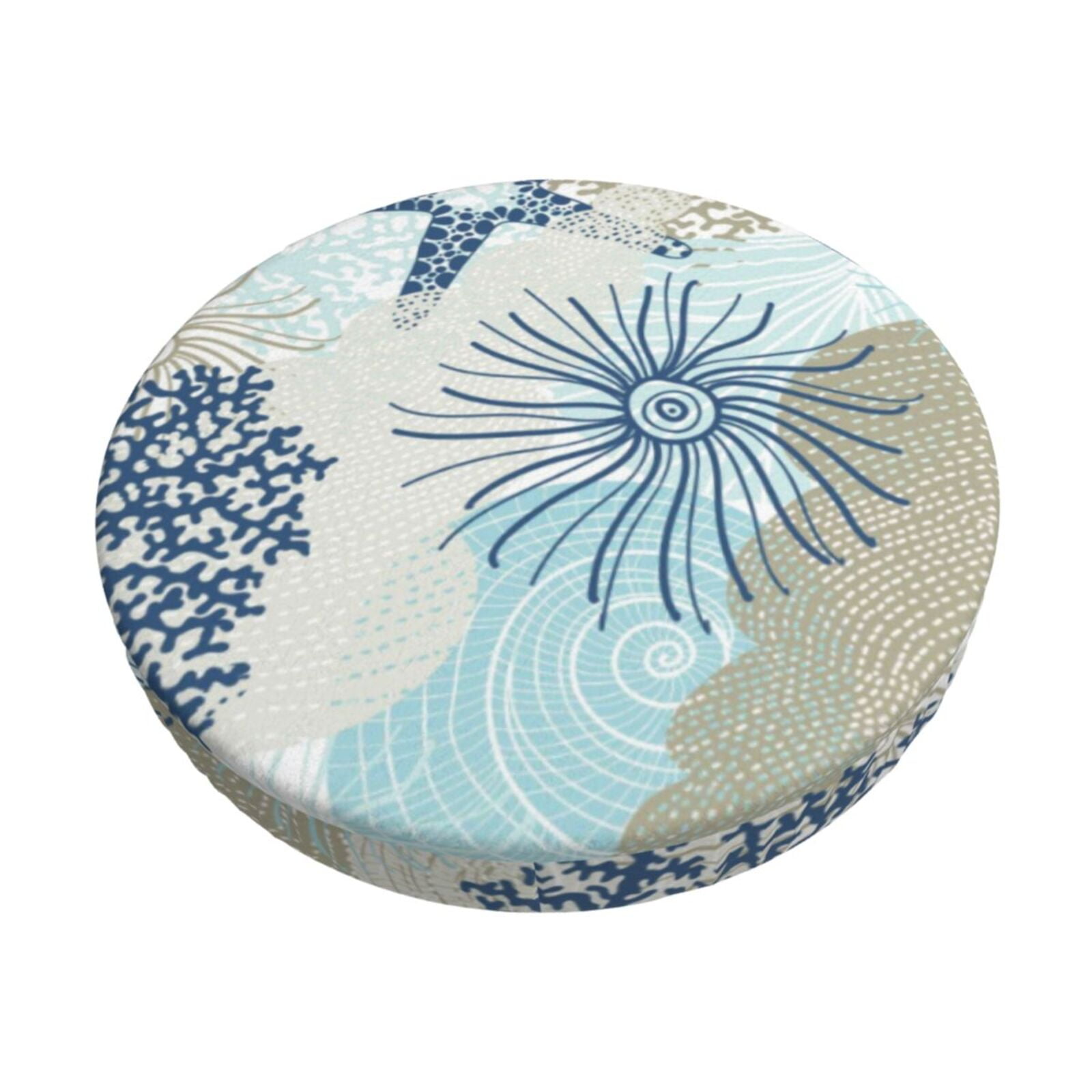 Fotbe Algae Corals and Seashells Stool Covers Round,Waterproof Round ...