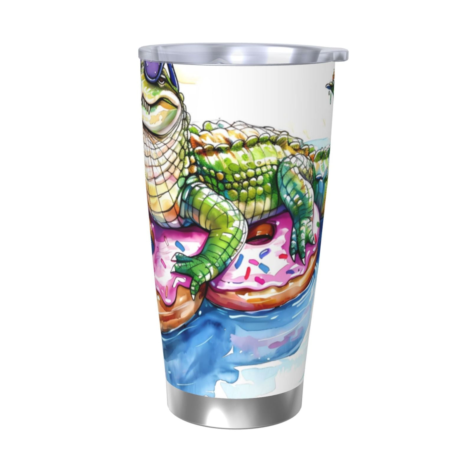 Fotbe Alligator Donut Pool Float Pattern 20 oz Tumbler Stainless Steel ...