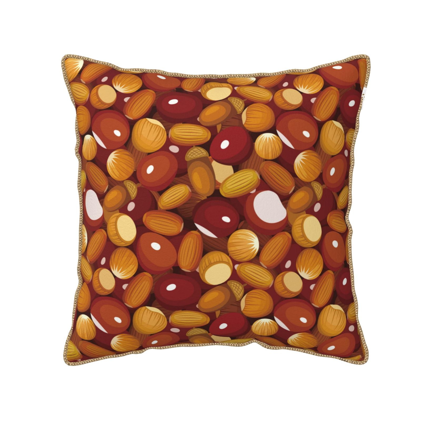 Fotbe Almond Nuts Pattern Velvet Decorative Throw Pillow Covers with ...