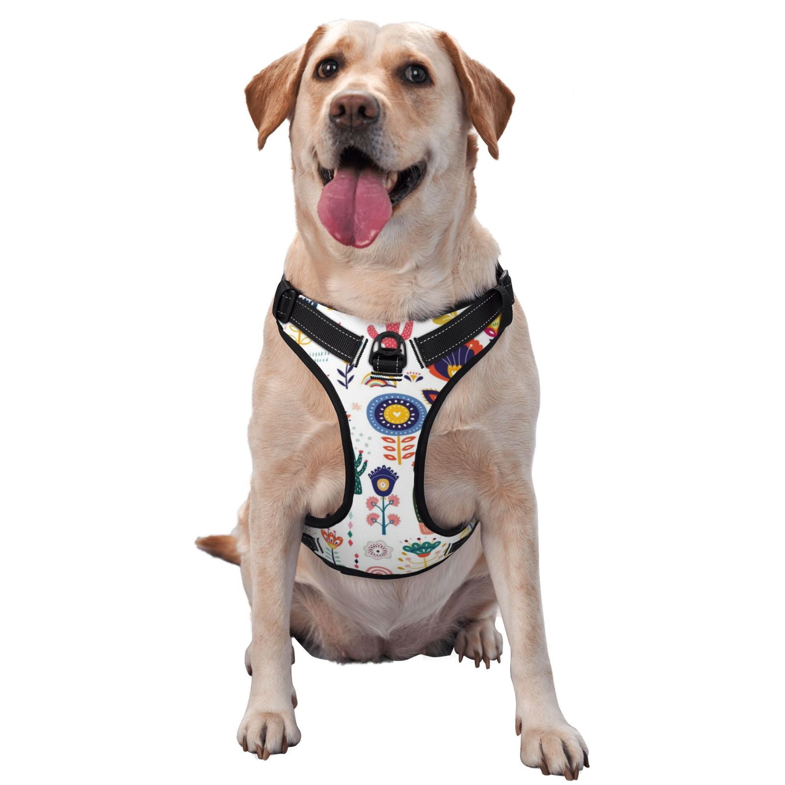 Fotbe Alpaca Flower Pattern Dog Harness, No-Pull Pet Harness with 2 ...