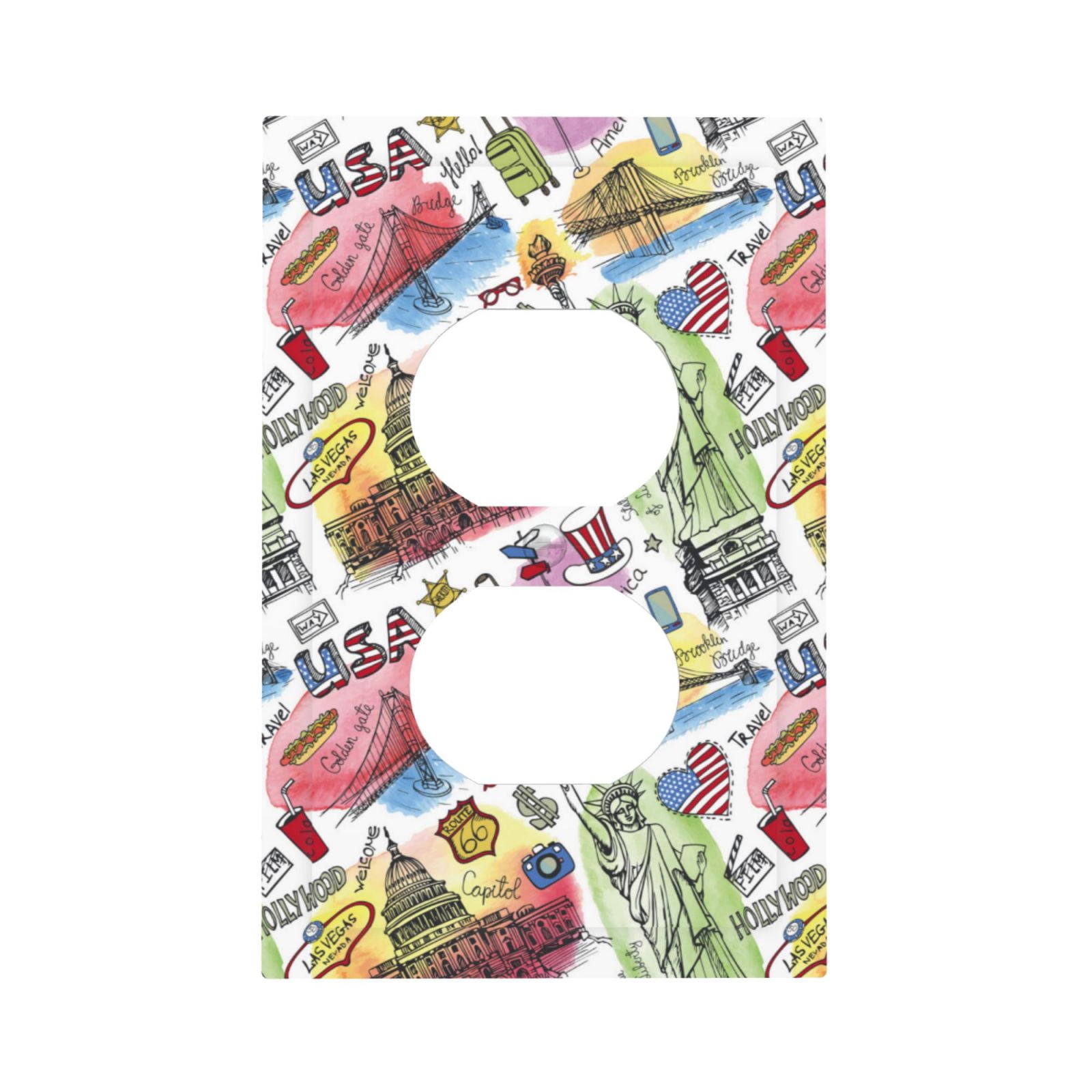 Fotbe America Landmarks1 Print Duplex Receptacle Wall Plate, 1-Gang 5.0 ...