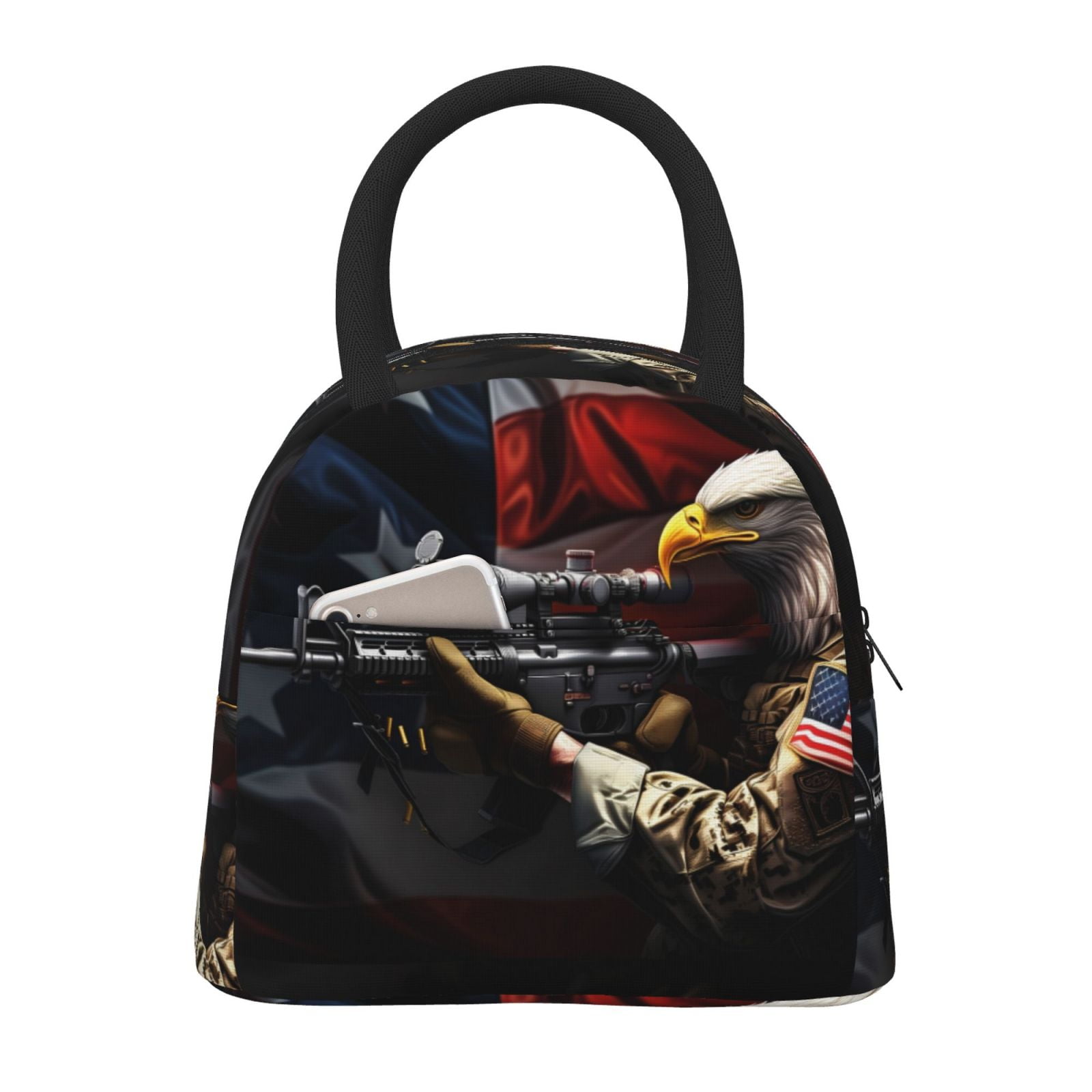 Fotbe American Bald Eagle Warrior Pattern Lunch Bag, Insulated Lunch ...