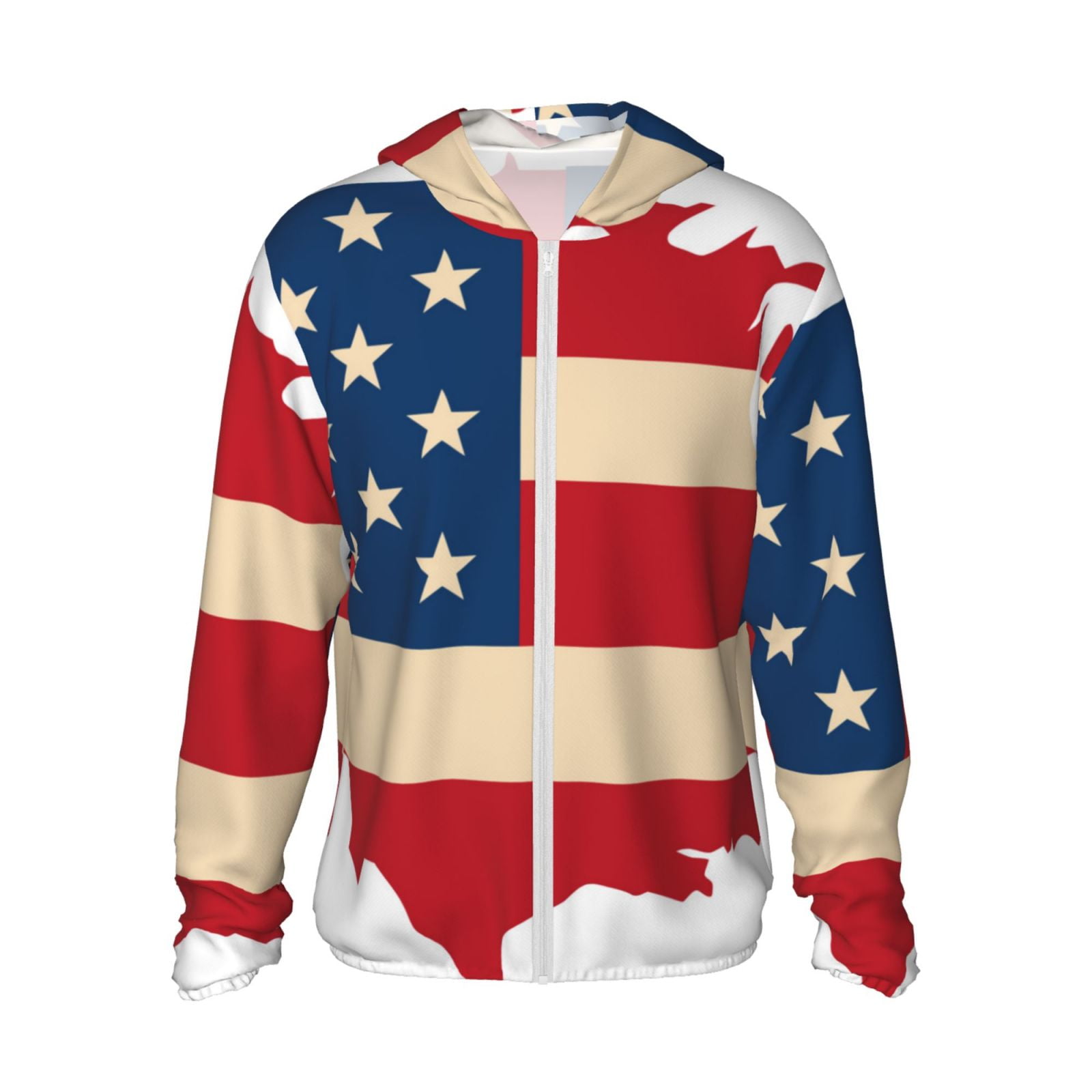Fotbe American Flag Map Men's Women's UPF 50+ Sun Protection Jacket ...