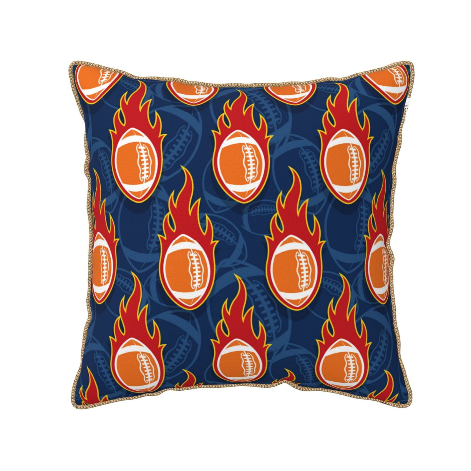 Fotbe American Football and Fire Flames Pattern Velvet Decorative Throw ...