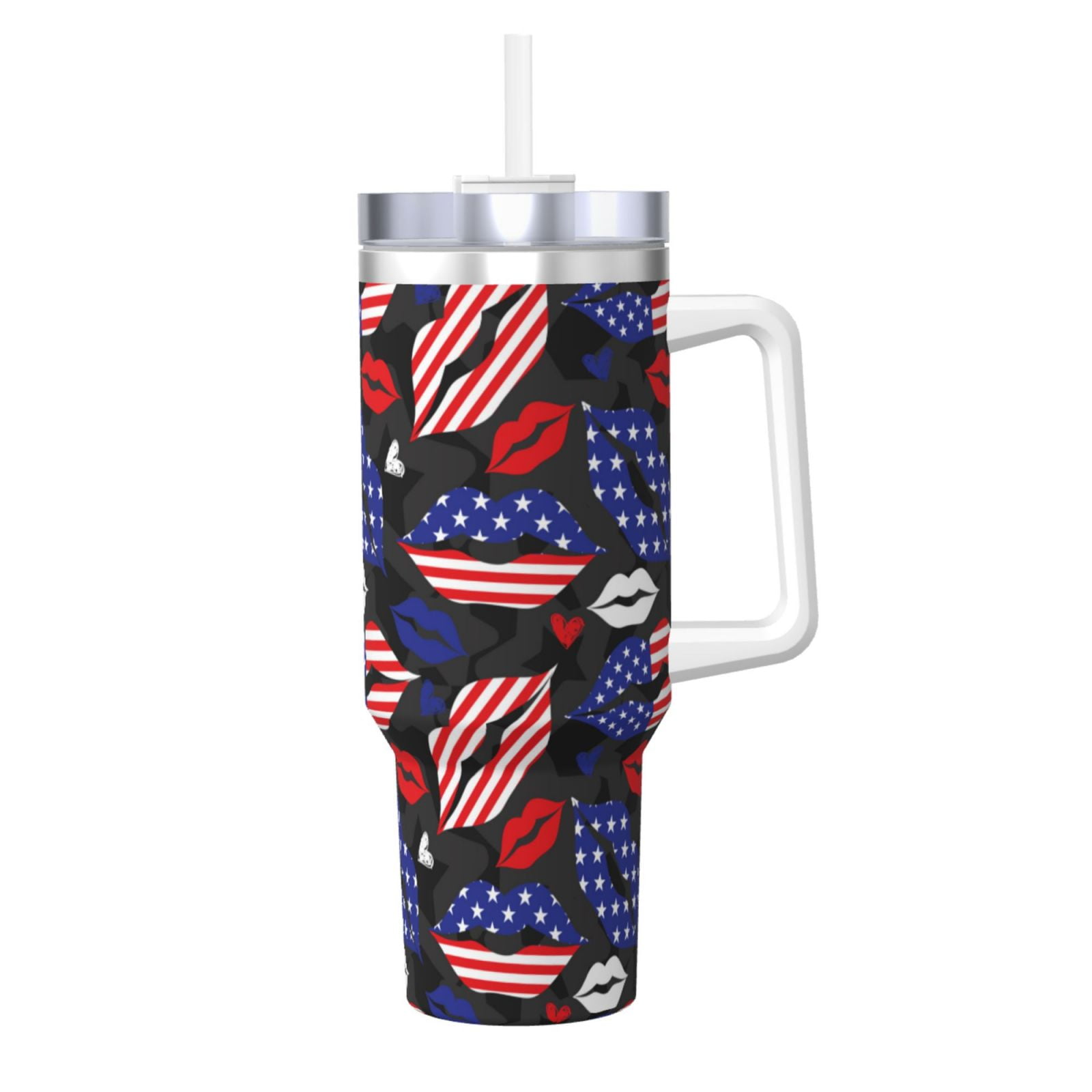 Fotbe American With Lips Pattern 40oz Ice Bully With Handle And Straw ...