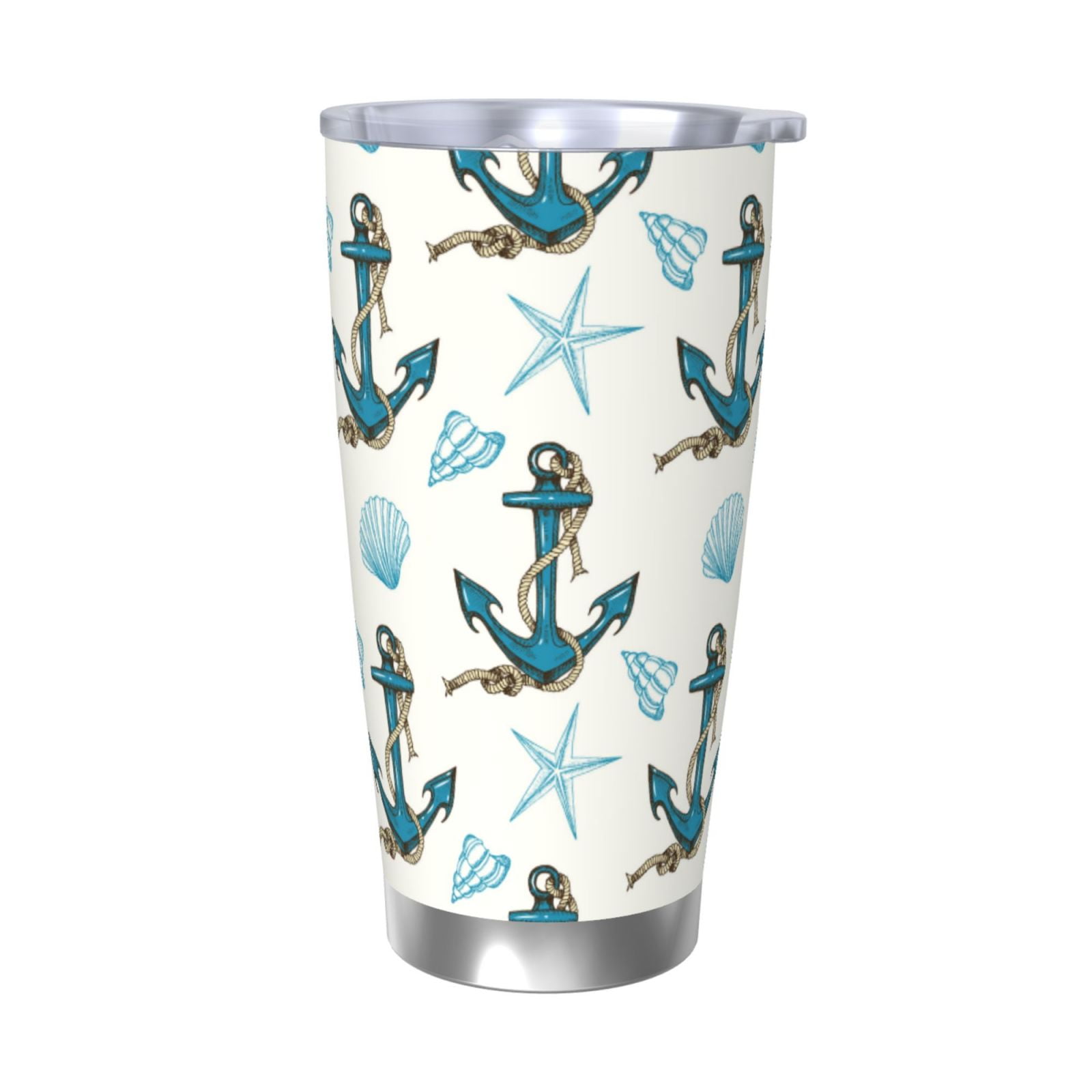 Fotbe Anchors And Shells Pattern 20 oz Tumbler Stainless Steel Vacuum ...