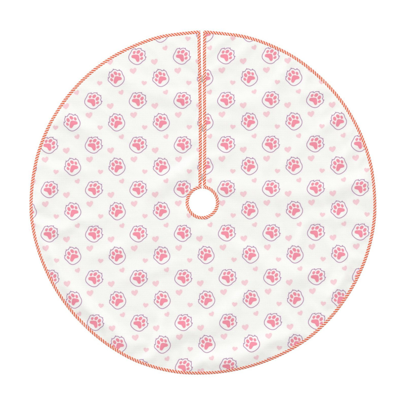 Fotbe Animal Pink Color Paw Pattern Christmas Tree Skirt, Tree Skirts ...