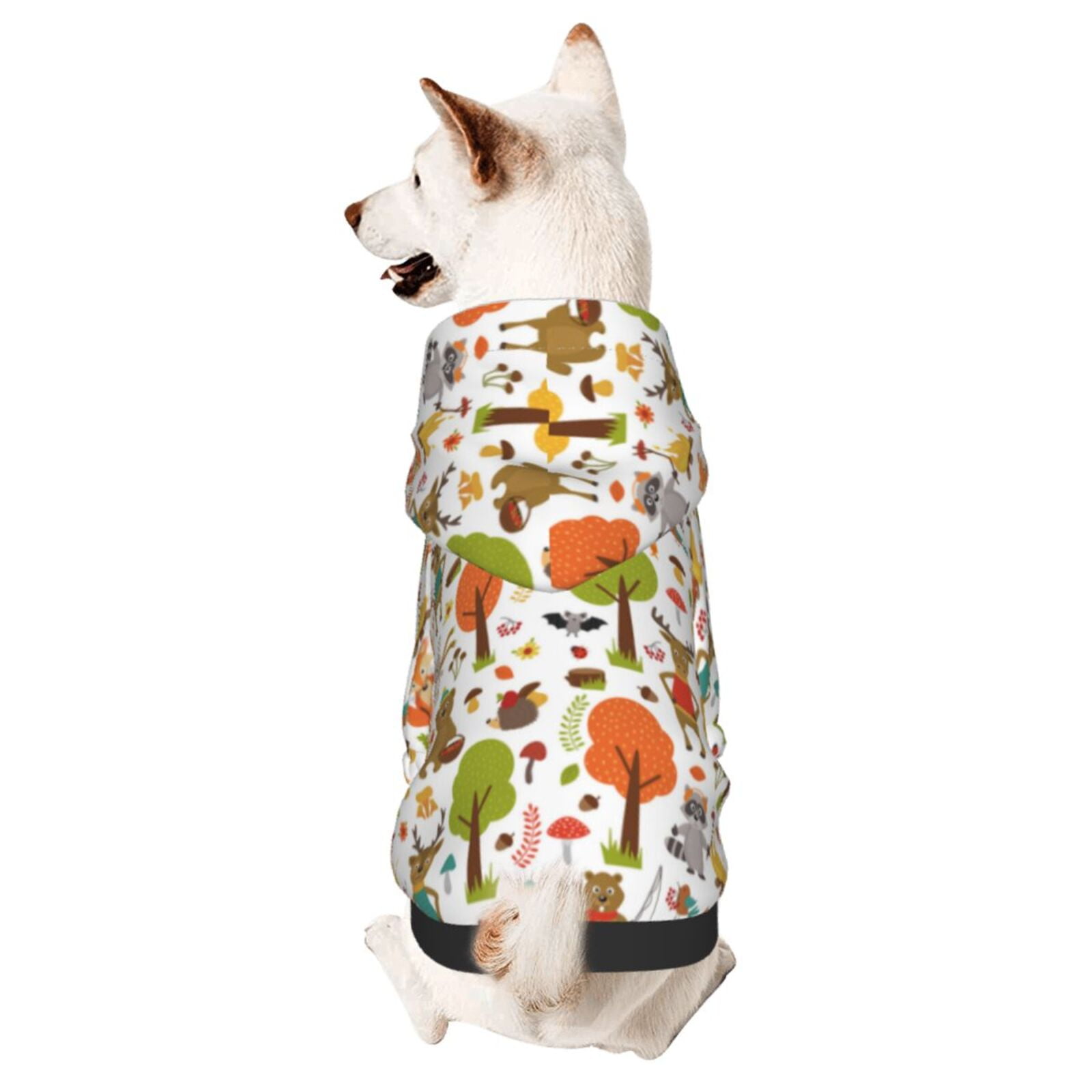 Fotbe Animals Forest Print Small Dog Sweater Hoodies Pet Grey Hooded ...