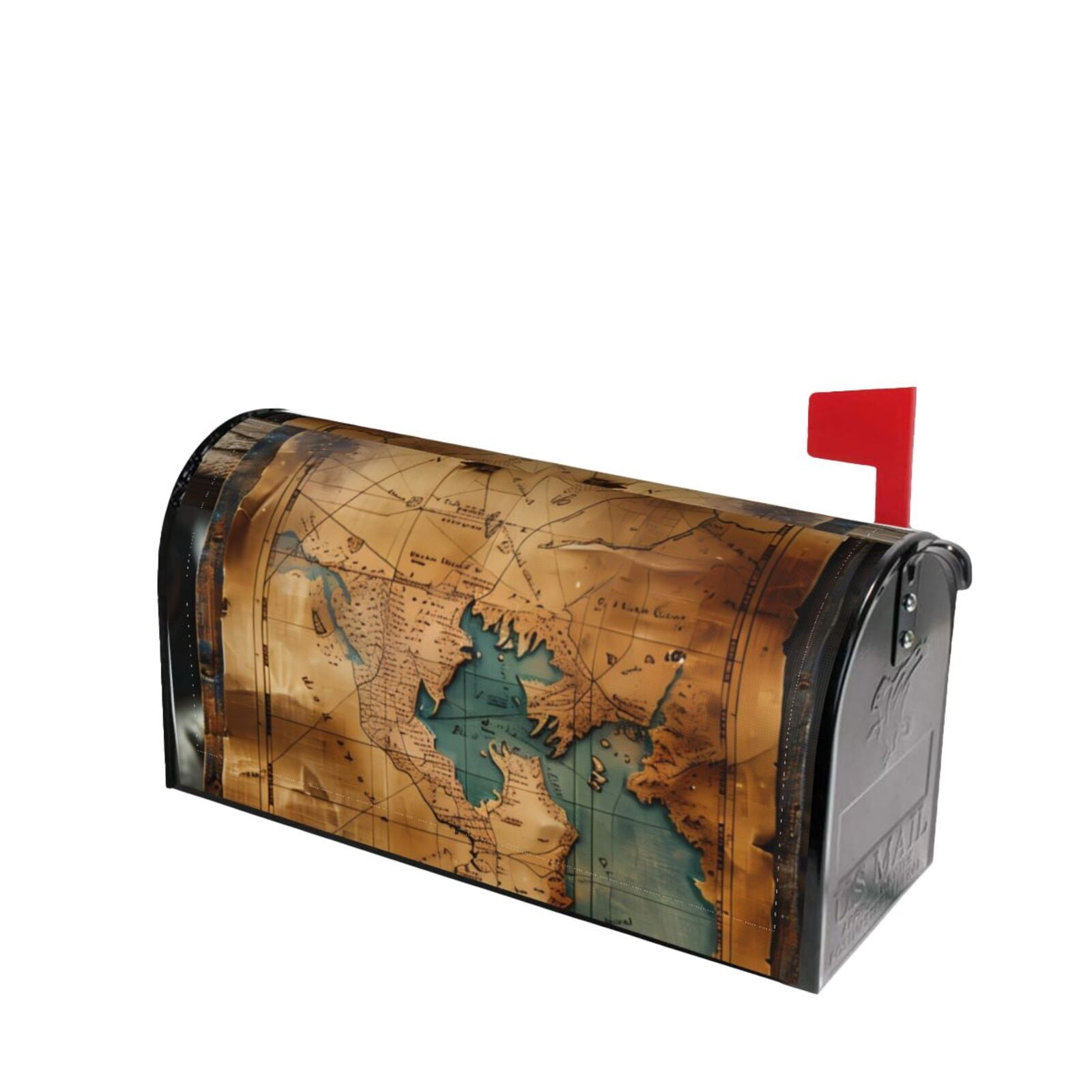 Fotbe Antique Map Adventure Scene Mailbox Covers Post Letter Box Cover ...