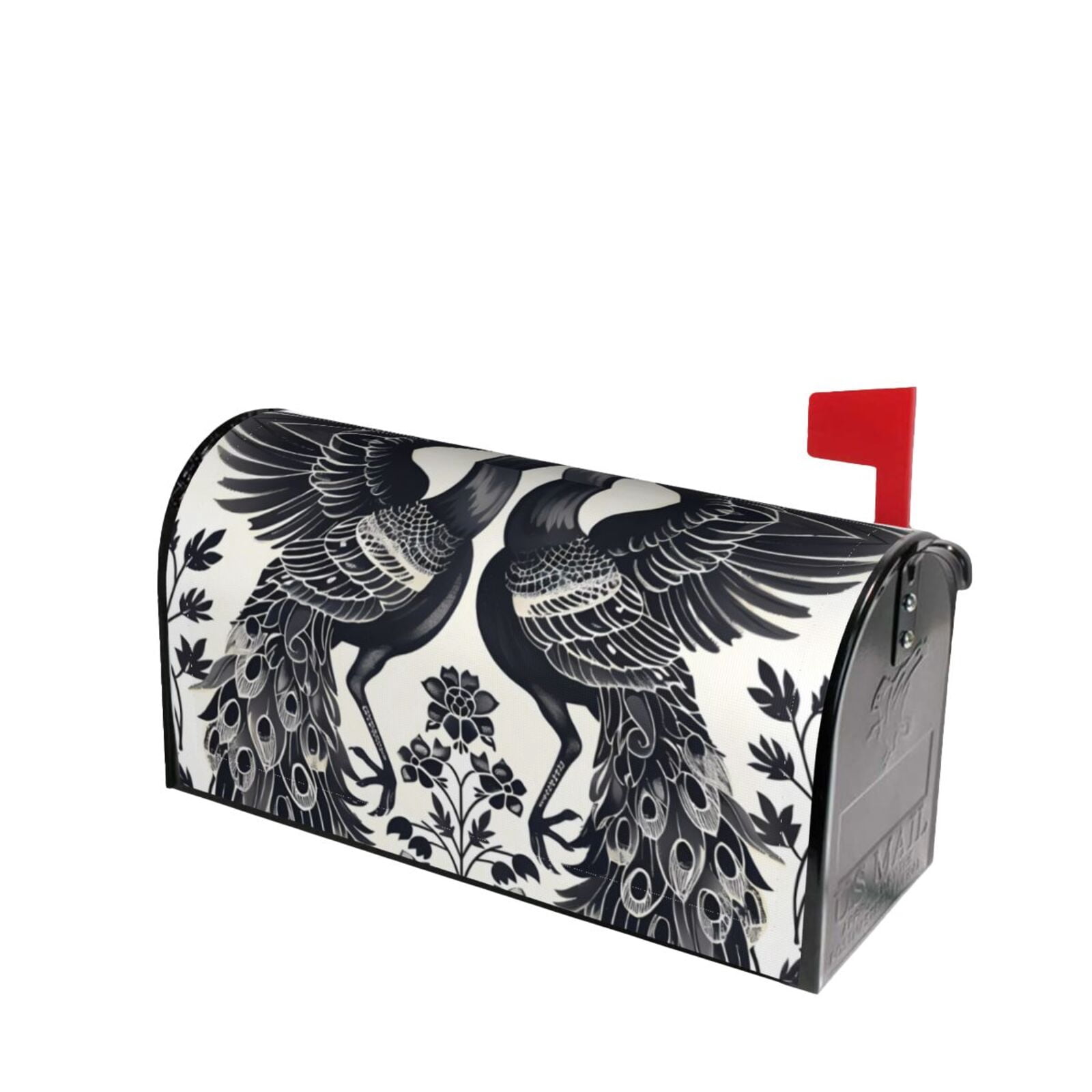Fotbe Artistic Black White Peacocks Mailbox Covers Post Letter Box ...