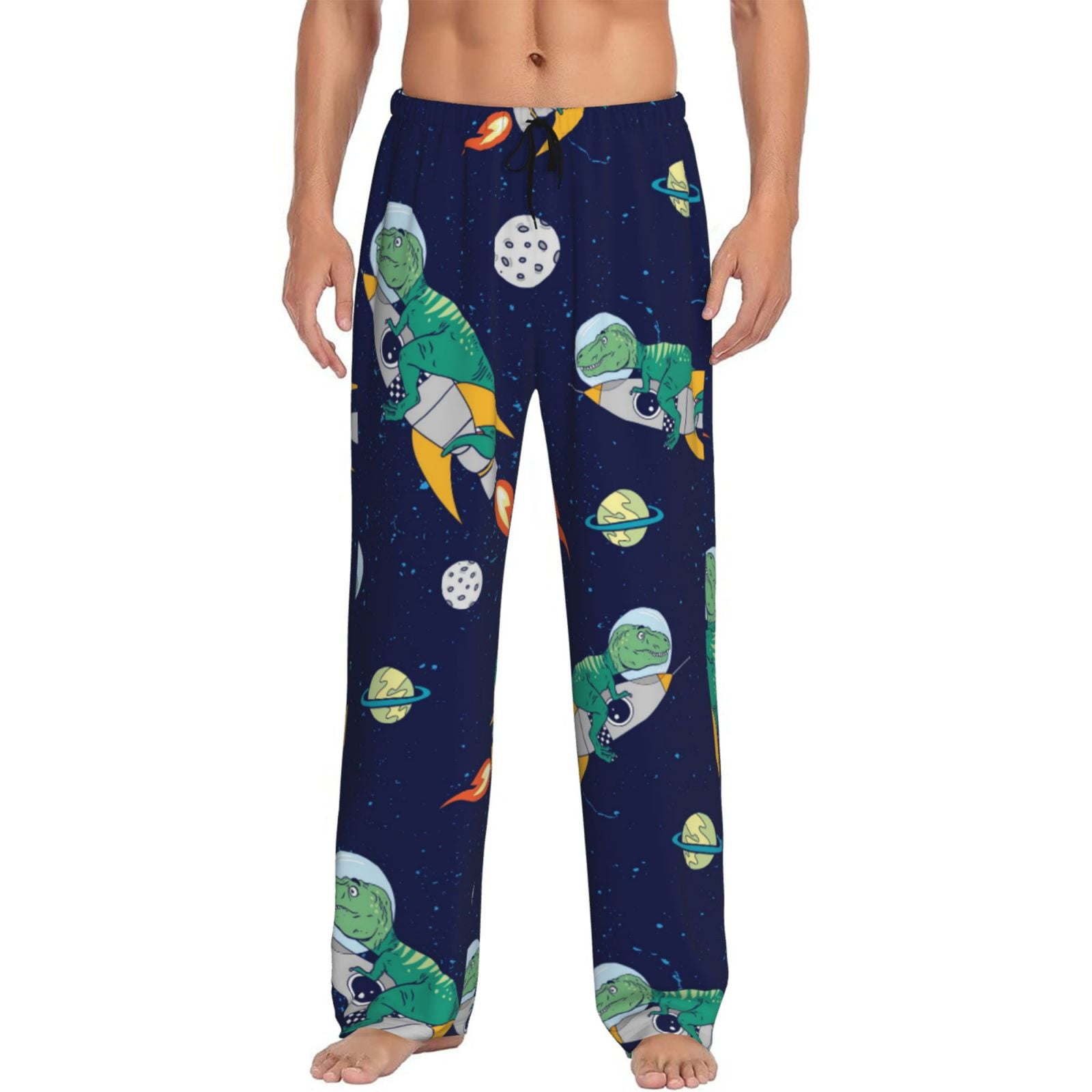 Fotbe Astronaut Dinosaur and Space Men's Pajama Pants,Sleepwear Pants ...
