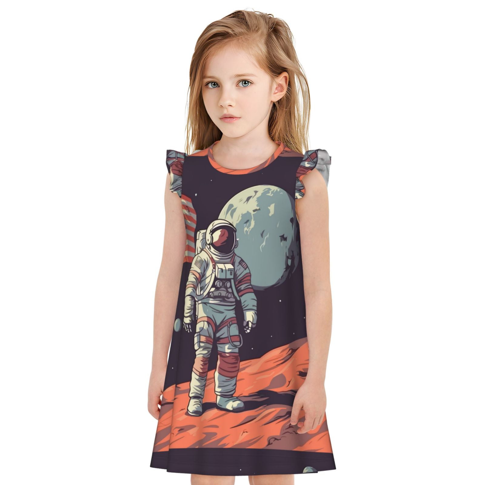 Fotbe Astronaut With American Flag Pattern Girls Nightgowns 3-10 Years ...